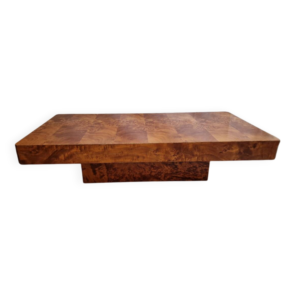 Table basse rectangulaire en loupe d'orme | Selency