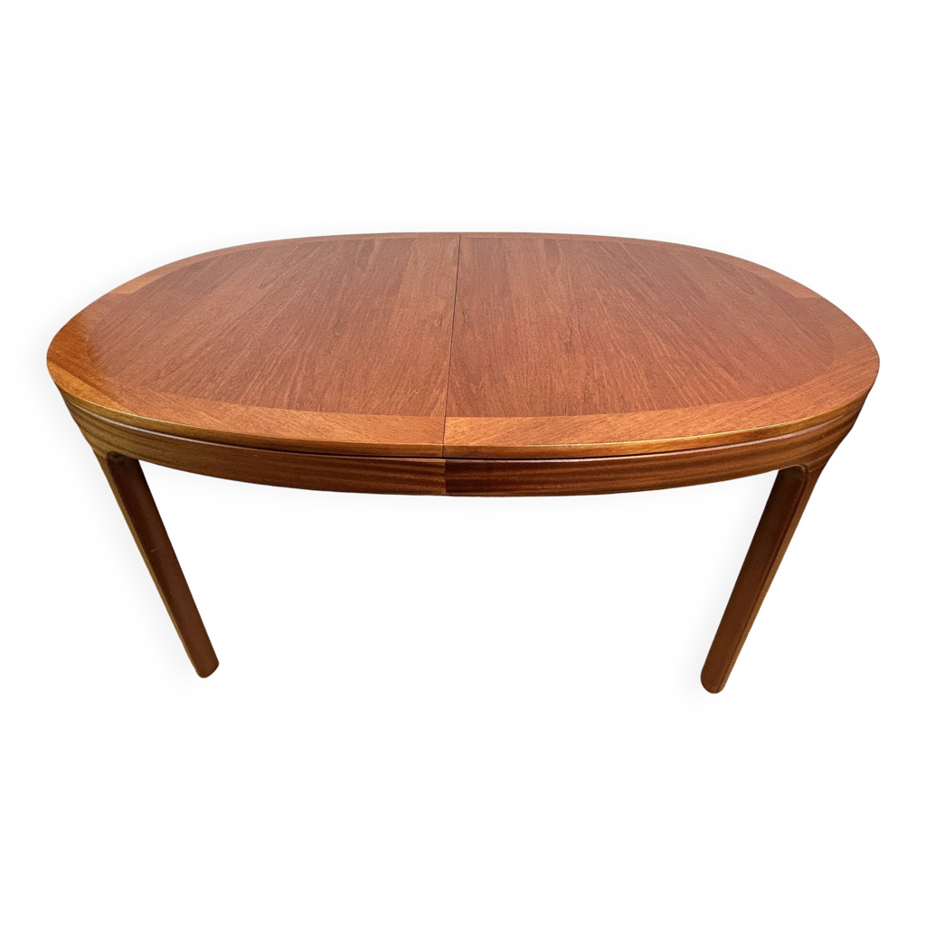 Table à manger extensible ovale en teck vintage rétro du milieu du siècle par Nathan | Selency