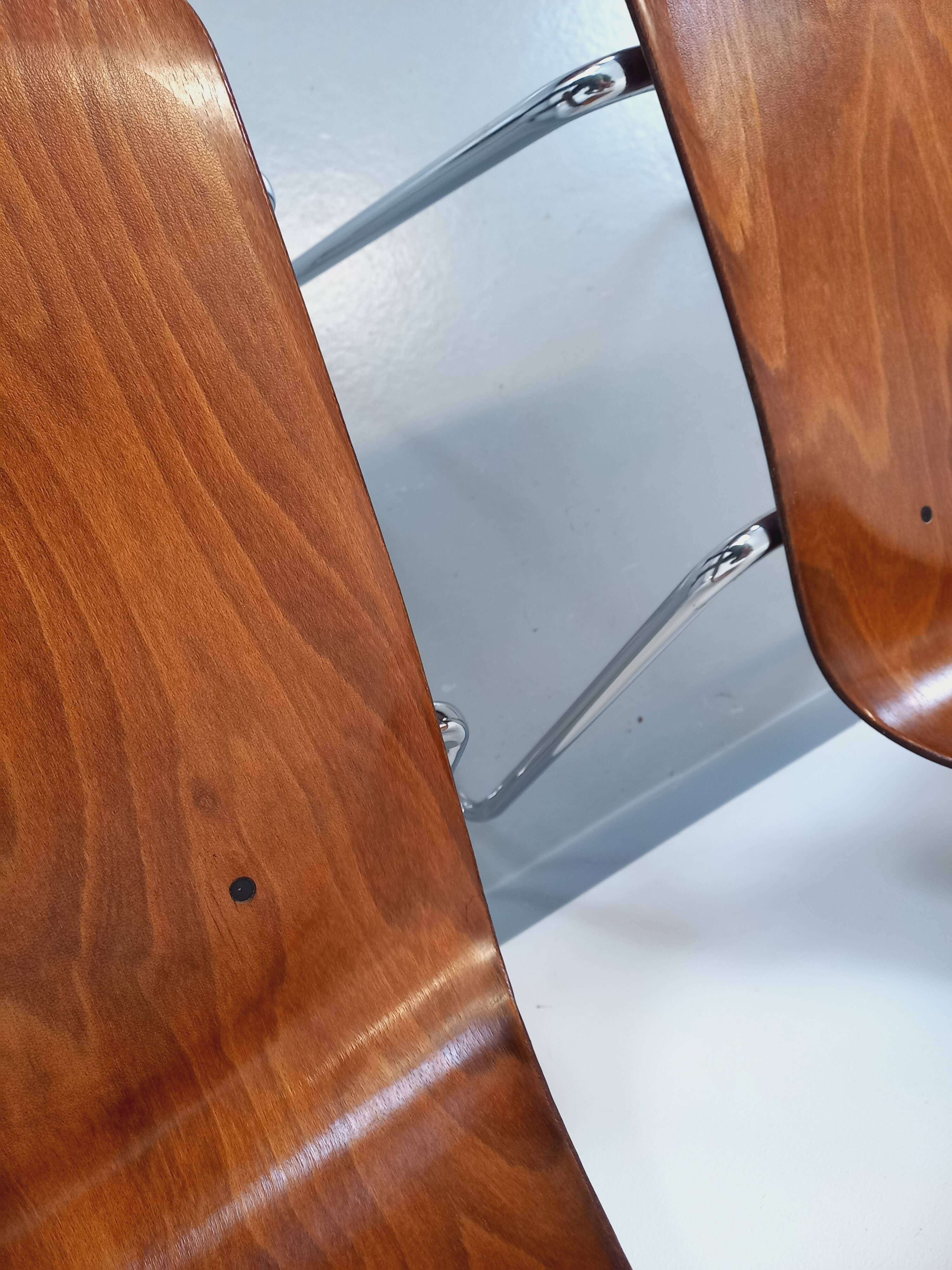 Paire de chaises design Casala Obo-Formsitz vintage en bois courbé et chrome des années 60 | Selency