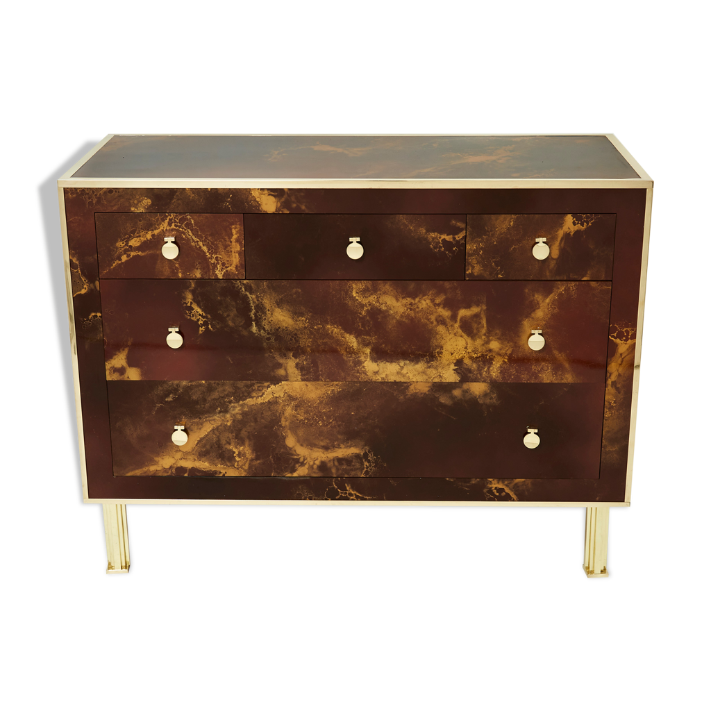 Commode laquée laiton de la Maison Jansen vers 1970 | Selency