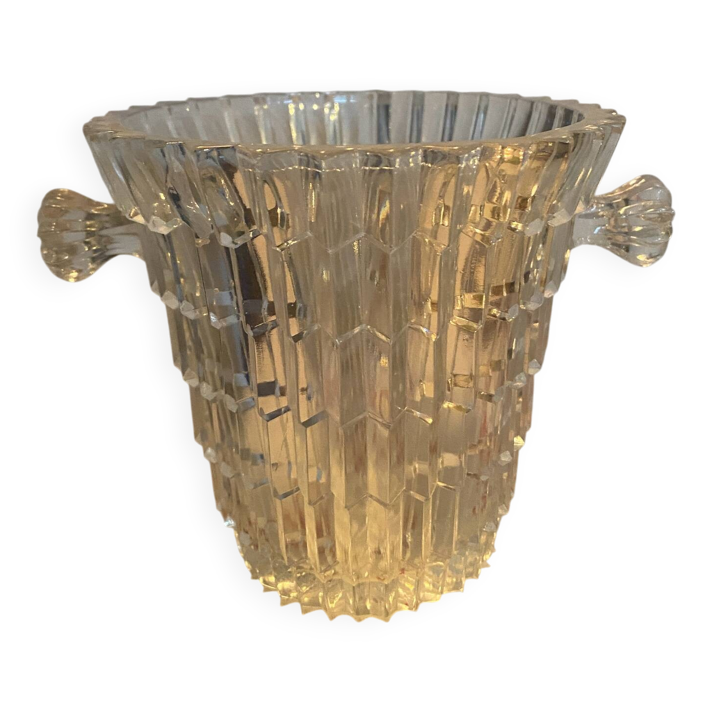 Seau à glaçons en verre moulé ancien | Selency