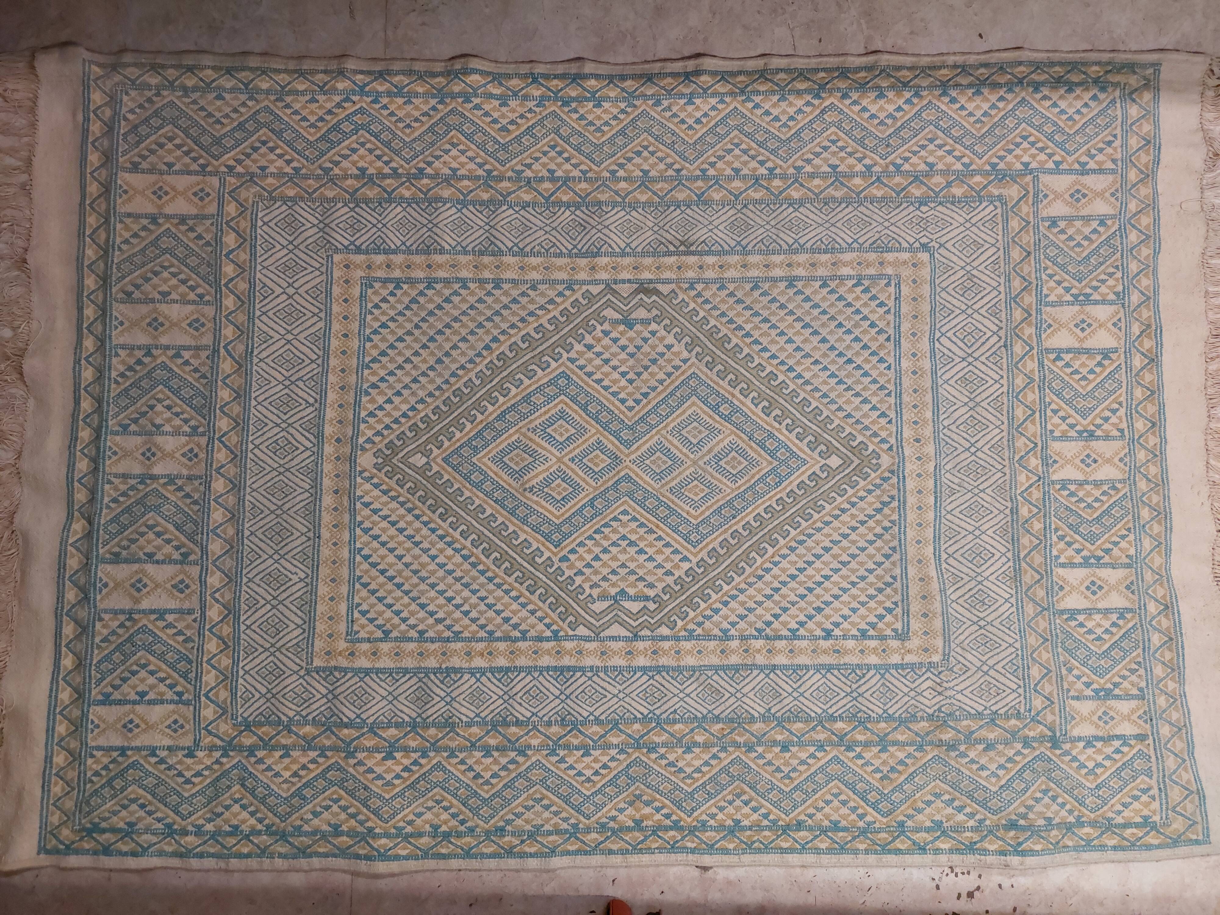 Tapis Berbère Tunisien - Tapis Margoum - En laine tissé main - 210x160 ...