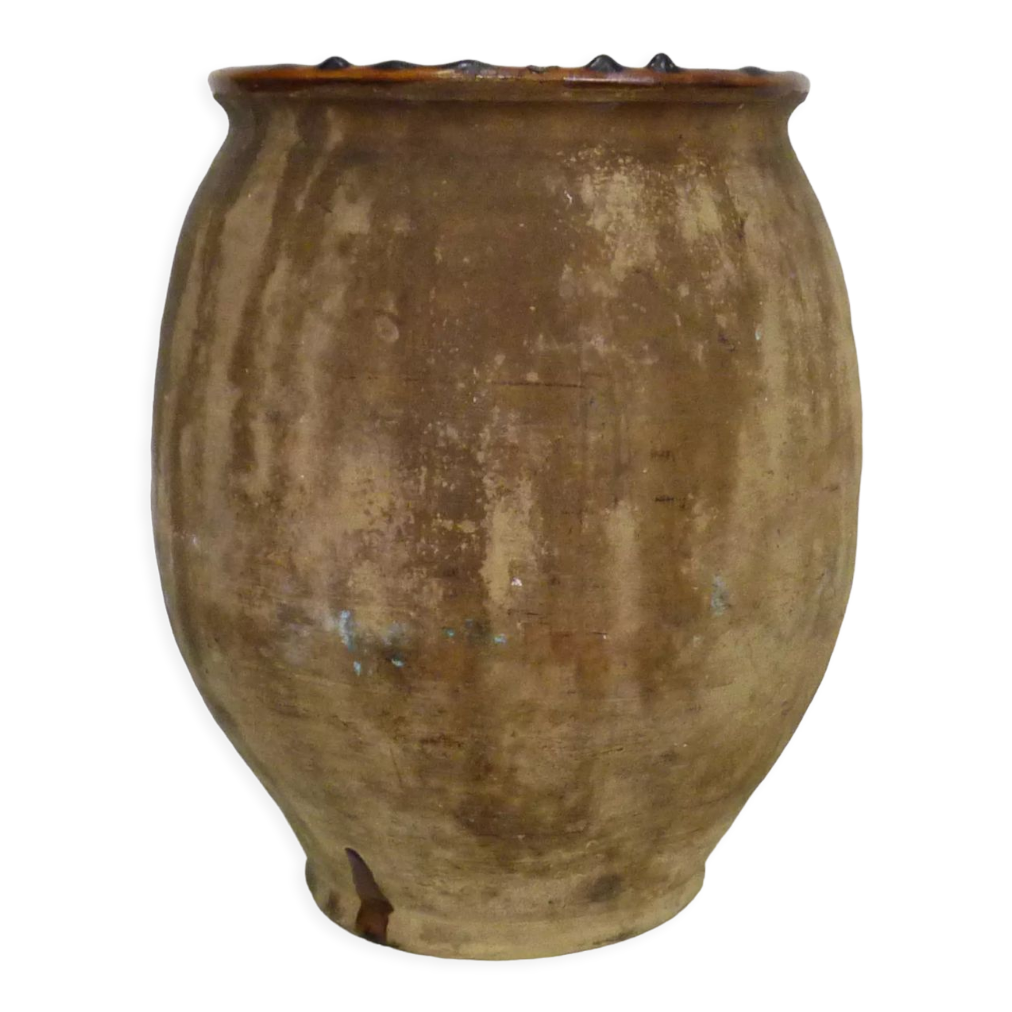 Pot à graisse jarre en terre cuite jaune brun vernissé sud ouest de la ...