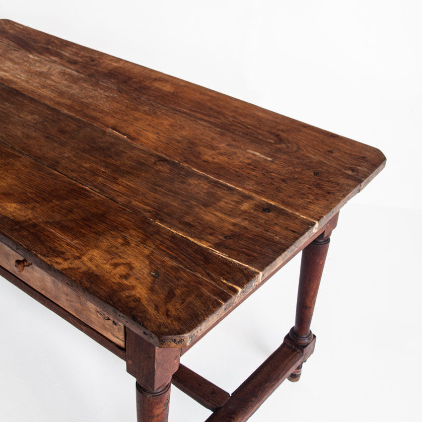 Vintage/antique solid oak farmhouse table with two large drawers ...