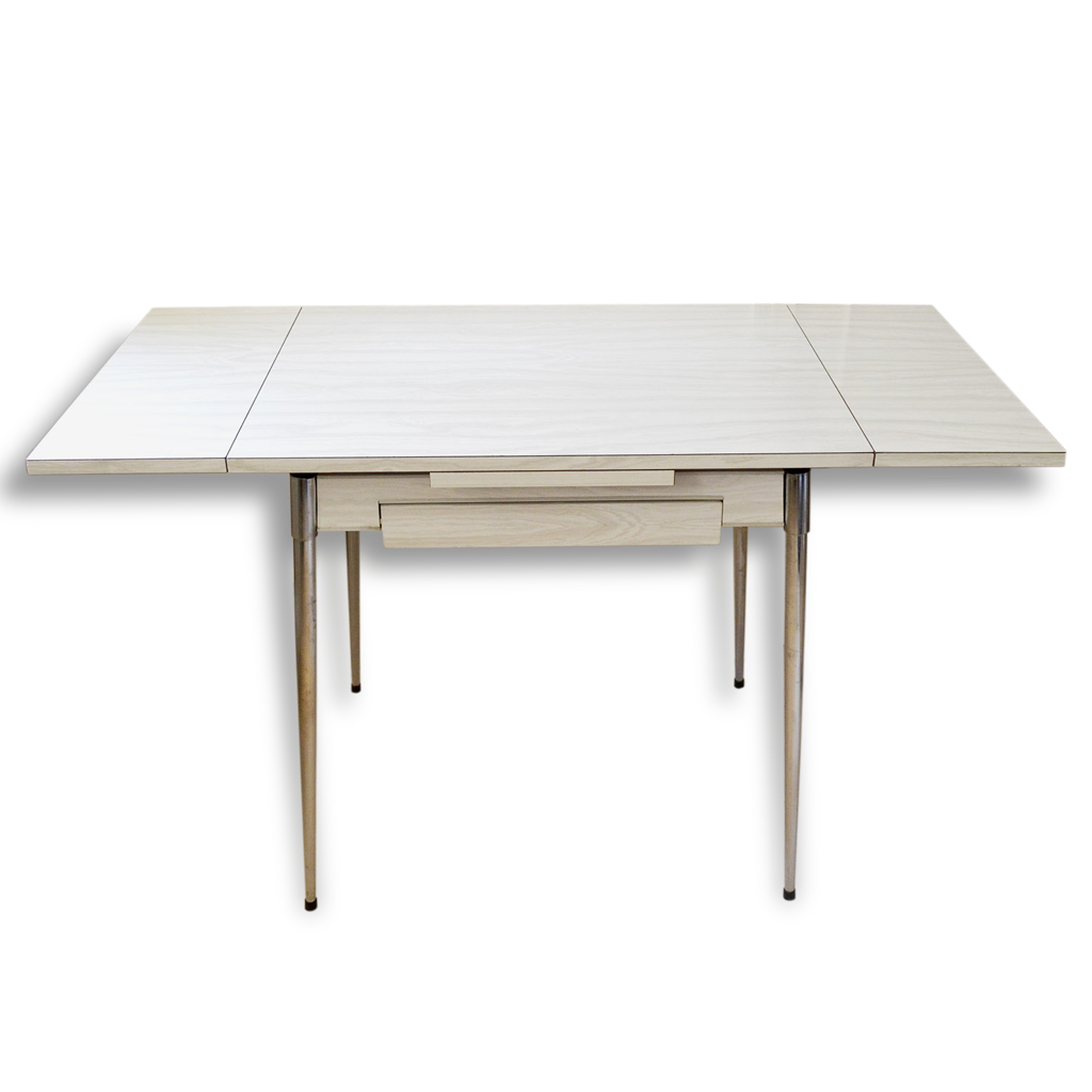 Table en formica blanche et grise extensible | Selency
