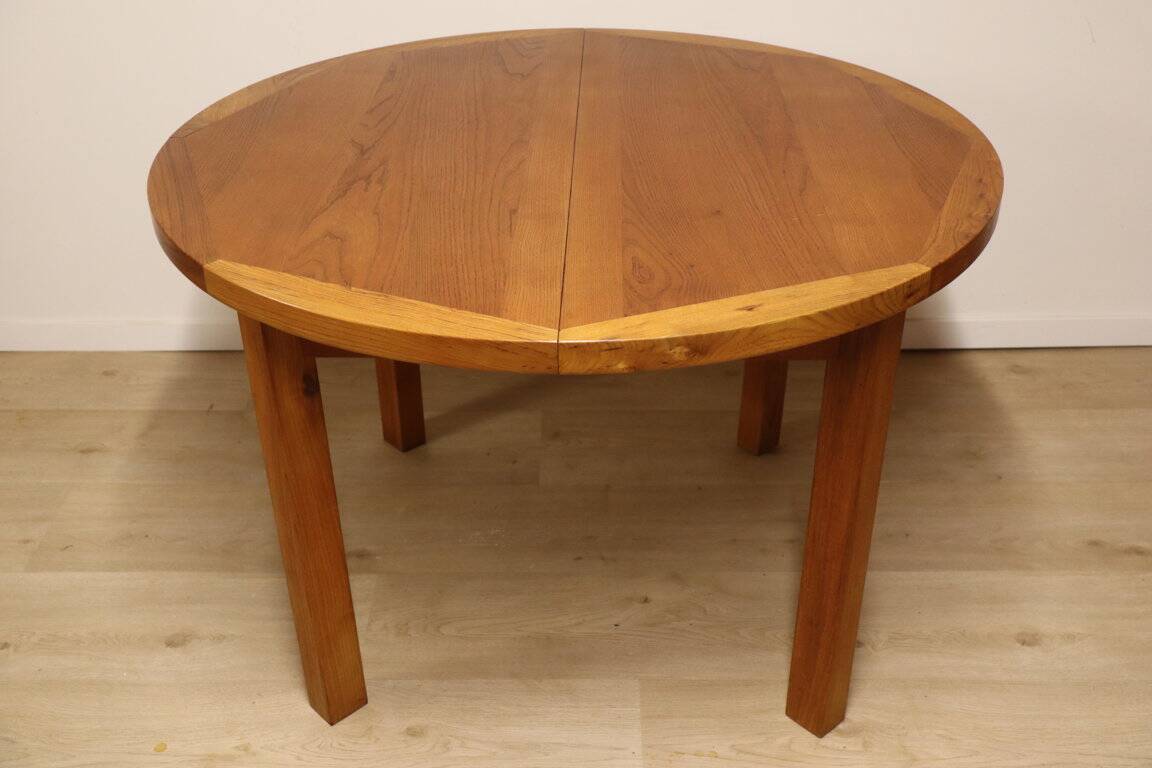 Table de repas vintage extensible en orme massif, 1980 | Selency