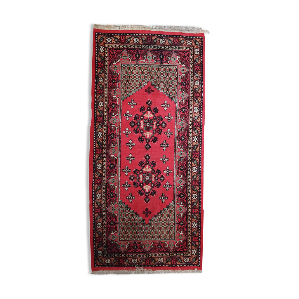 Tapis vintage algérien berbère fait main 101x 215cm 1970s | Selency