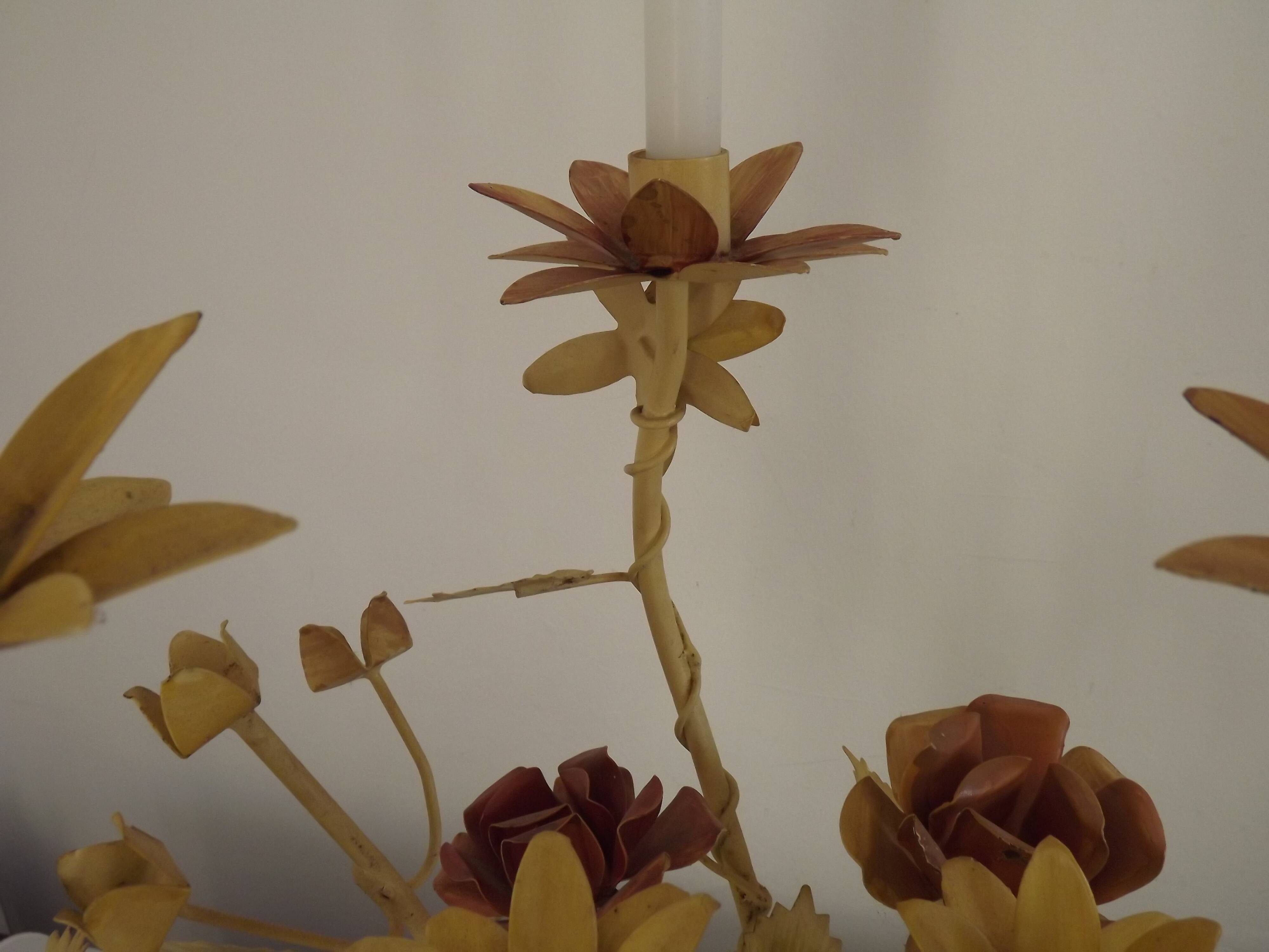 Chandelier fleurs en métal, France | Selency