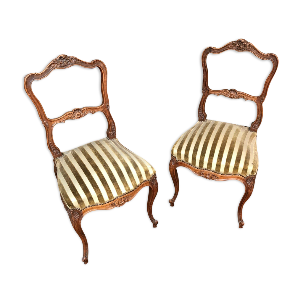 Paire de chaises en bois de style Louis XV estampille Dufin 19ème ...
