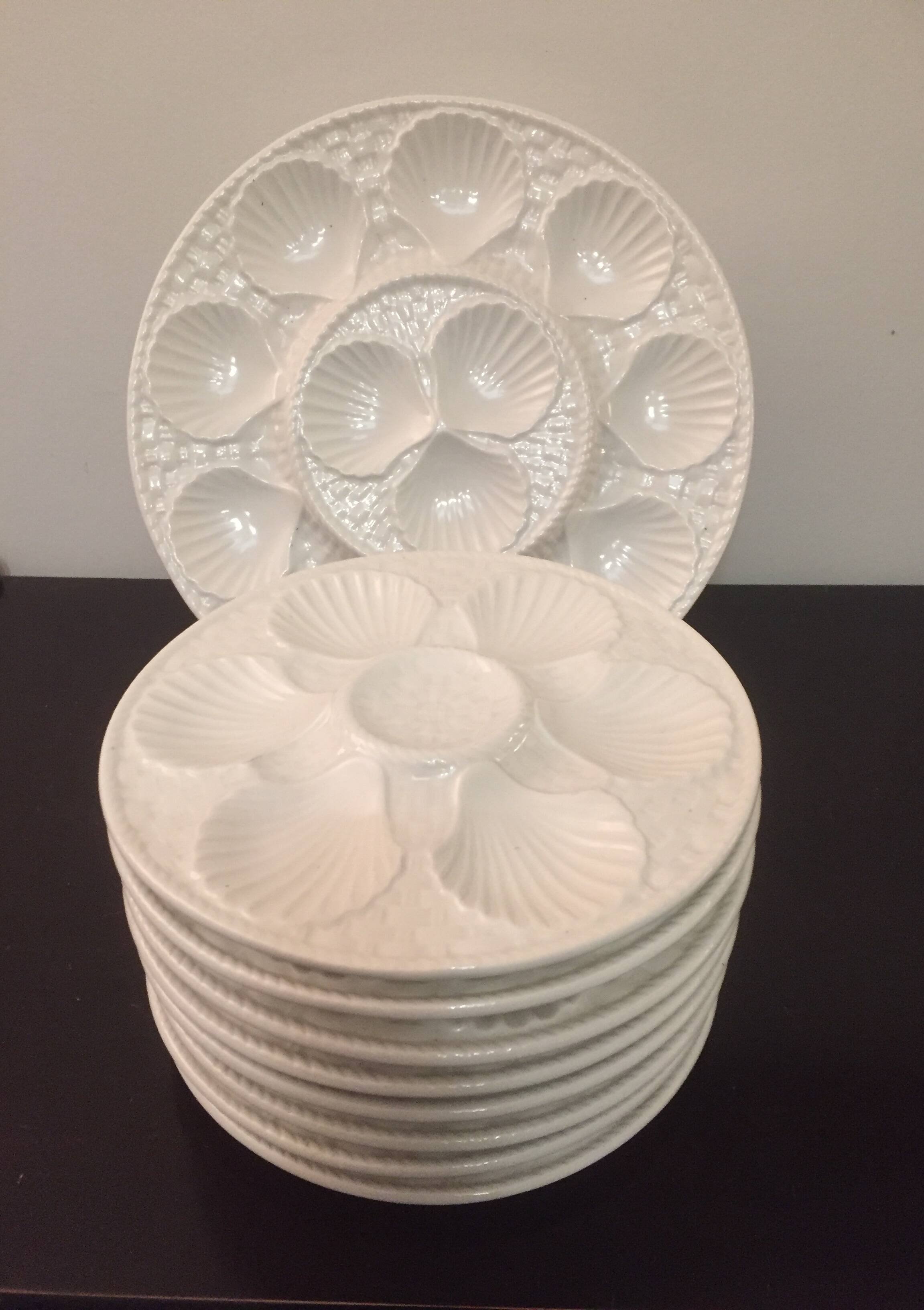 Service huitres coquillages - 8 assiettes+1 plat - porcelaine de ...
