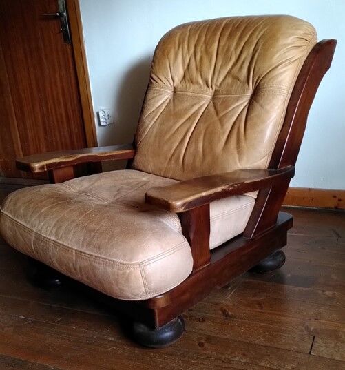 Fauteuil Cuir Et Bois