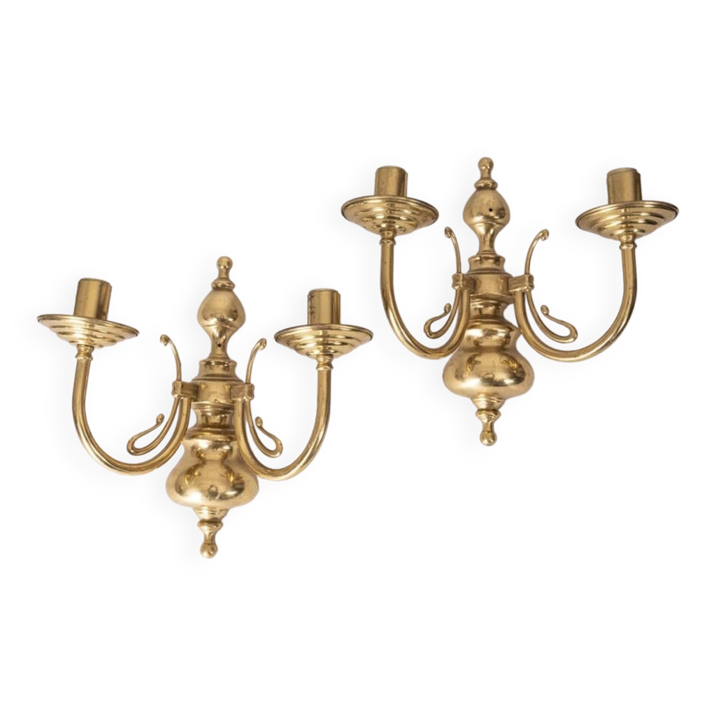 Paire d'appliques dorées vintage années 60 applique design italien ...