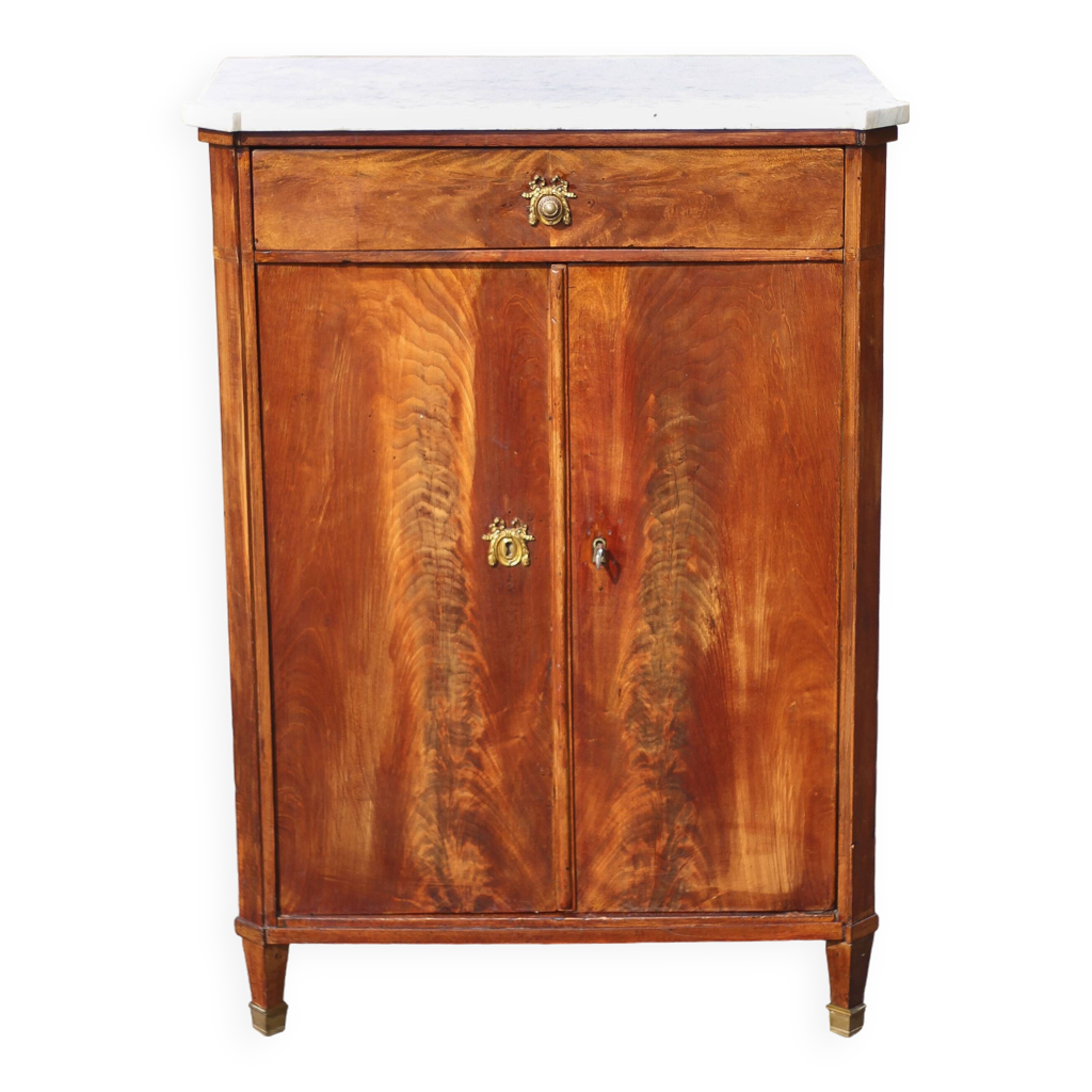 Meuble bois vintage, meuble en bois d'acajou avec plaque marbre, meuble ...