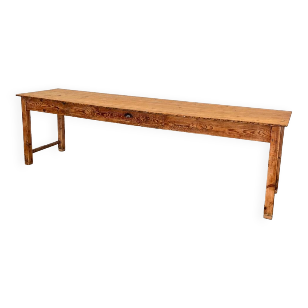 Ancien table de ferme tiroir central | Selency