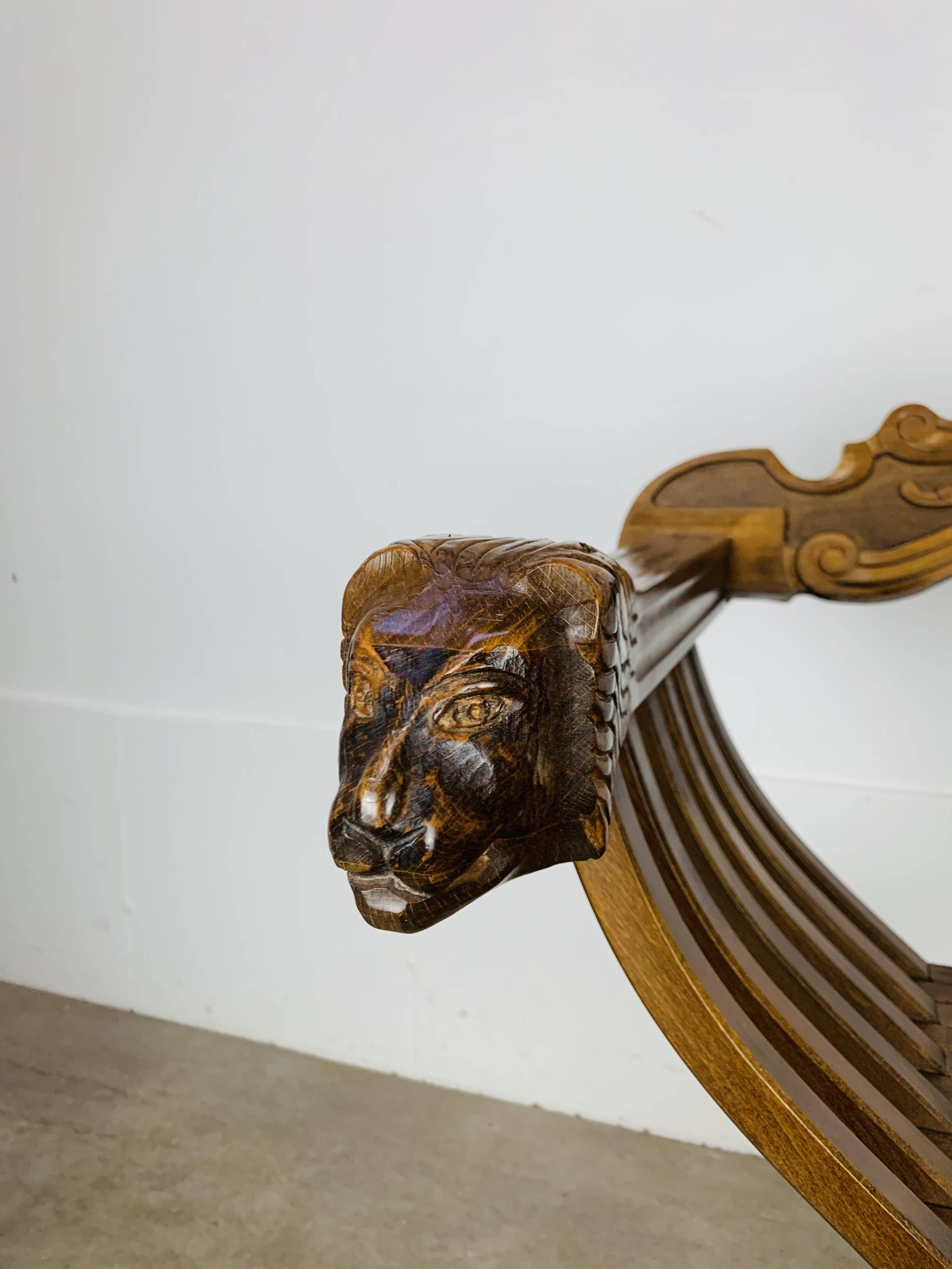 Chaise Florentine Savonarole pliante, bois, style renaissance | Selency