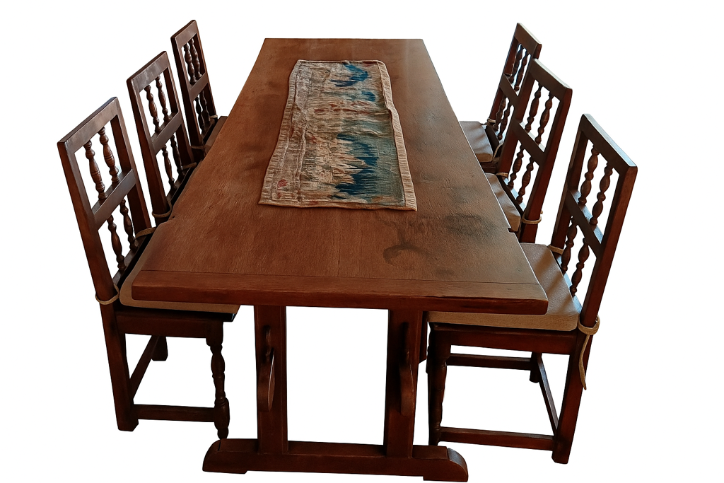 Table de réfectoire en chêne massif et 6 chaises, XVIIᵉ–XVIIIᵉ | Selency