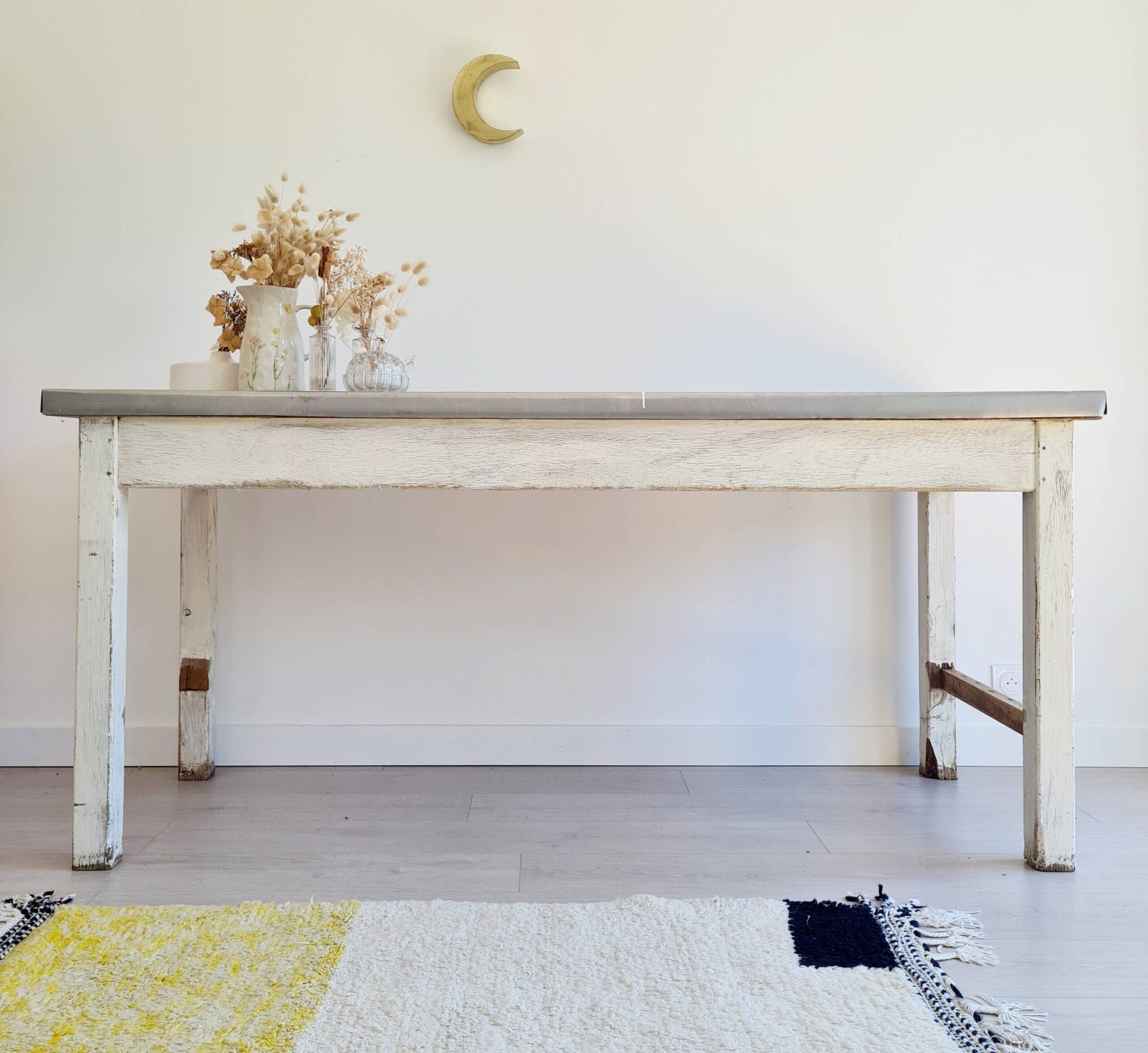 Table de métier en bois et zinc | Selency