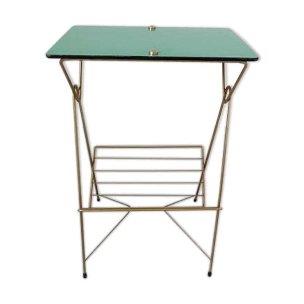 Tablette porte revues formica et métal doré années 50/60 | Selency