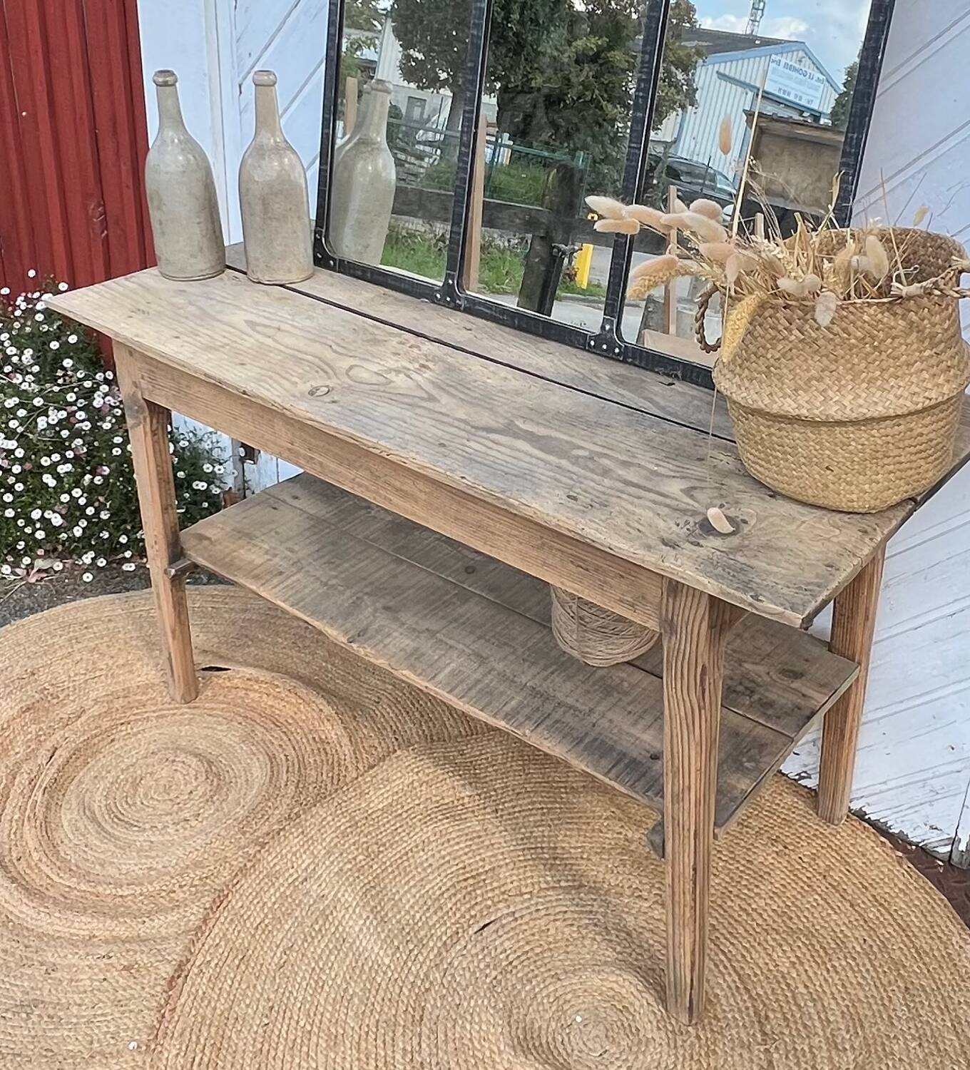 Table de drapier ancienne en bois massif brut | Selency