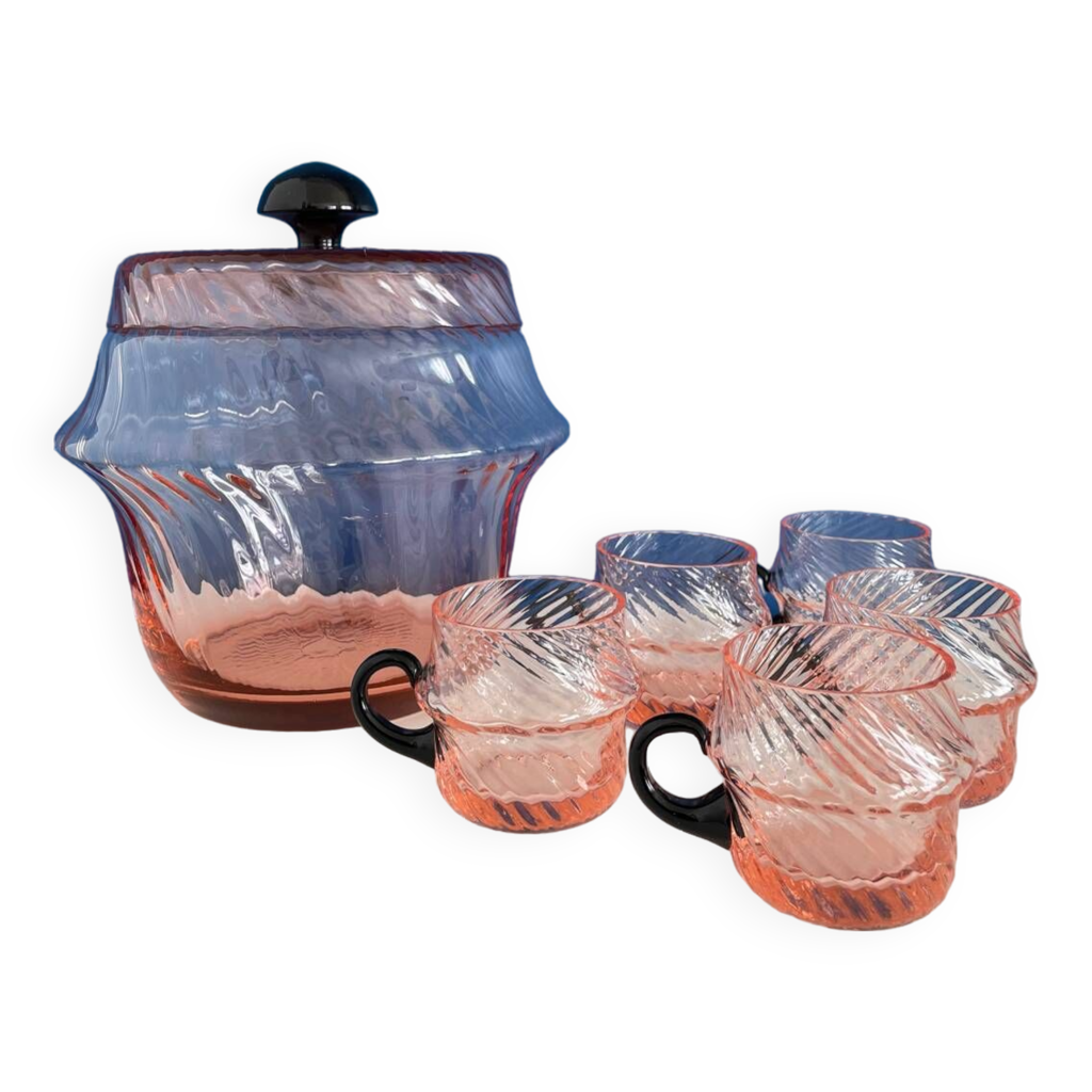 Service a punch café verrerie rose art deco | Selency