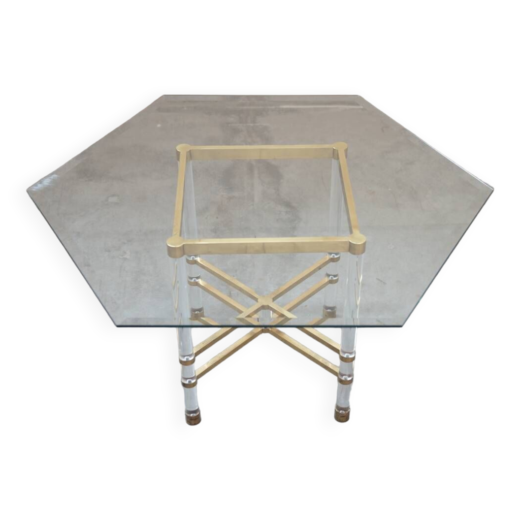 Hexagonal glass table by Sandro Petti, for Angolometallarte, 1970 | Selency