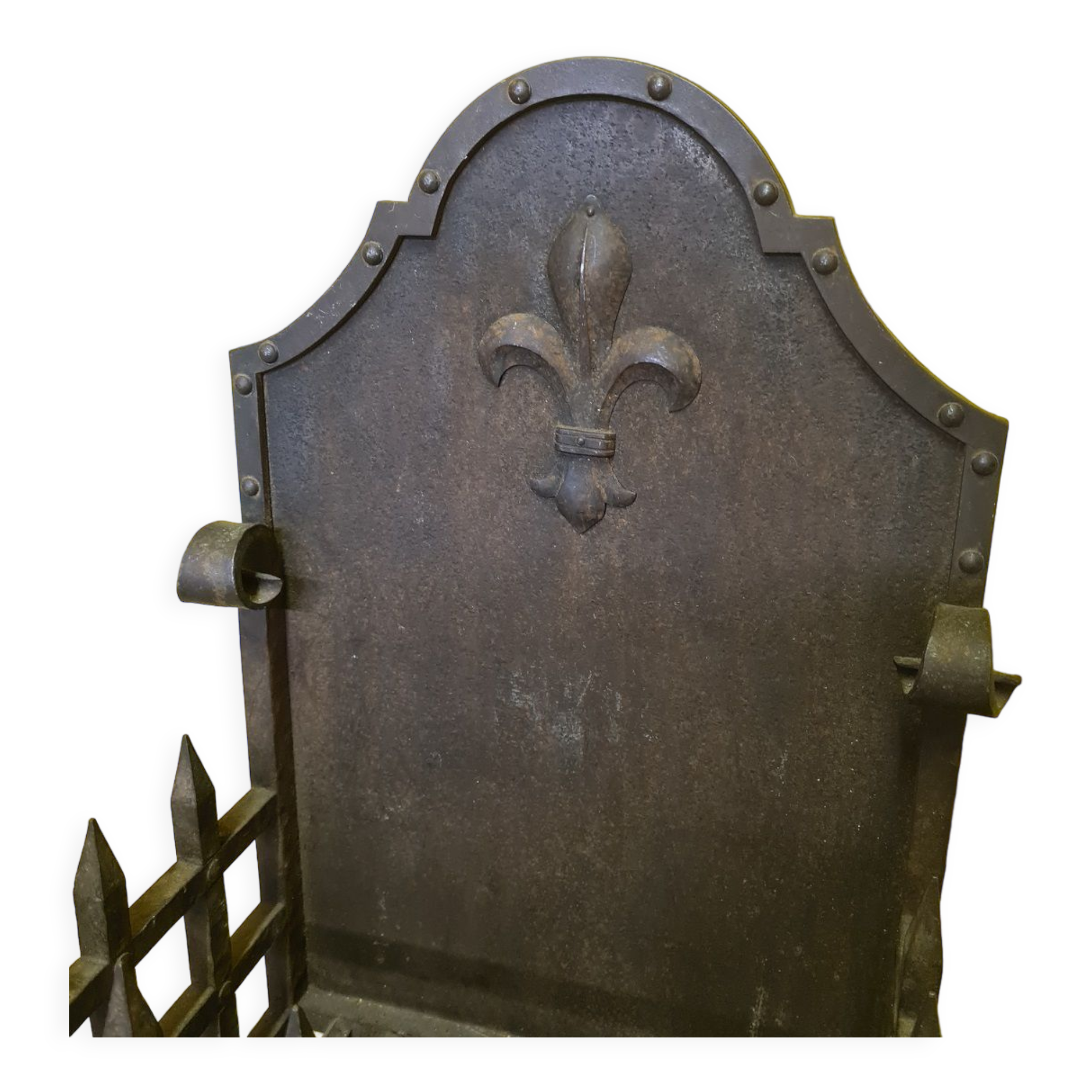 Panier de cheminée en fer forgé français antique, datant d’environ 1900 ...