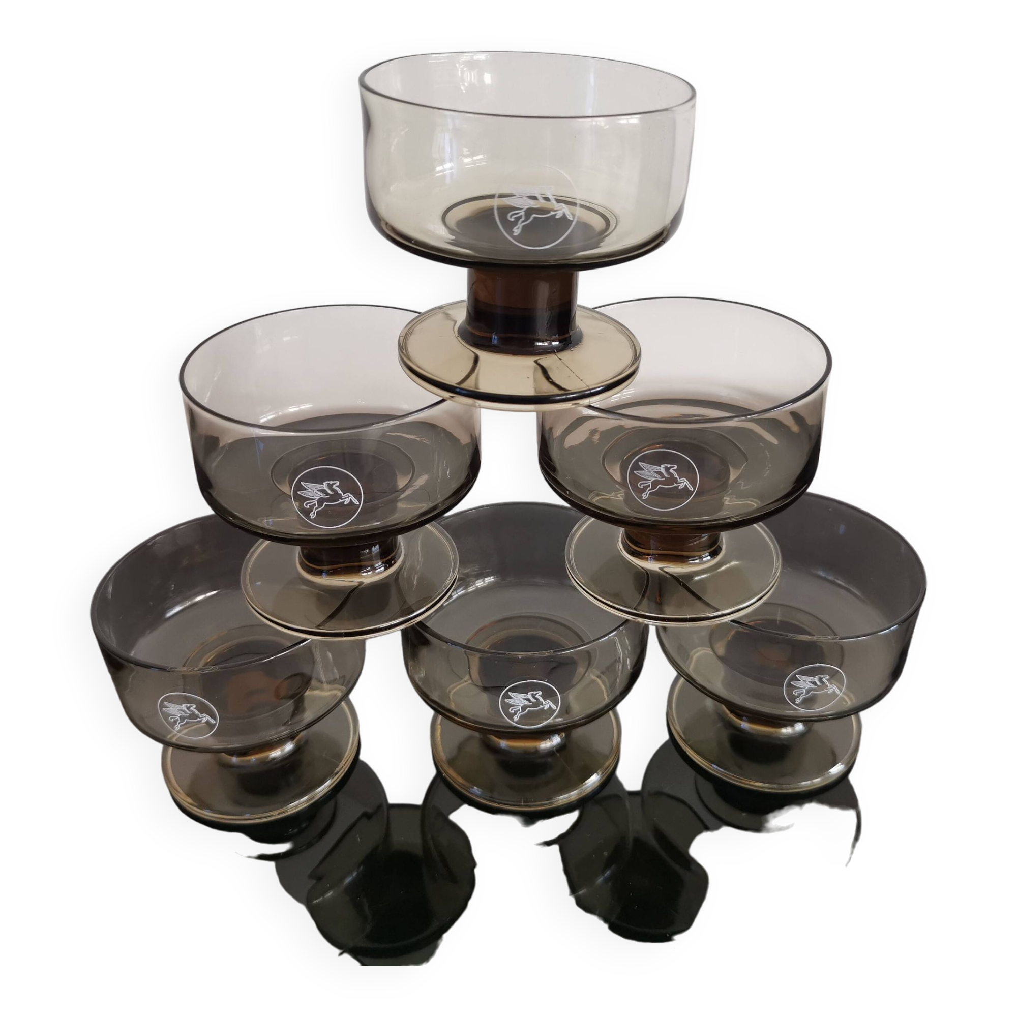 Lot de 6 coupes à champagne, Pégase, années 70 | Selency