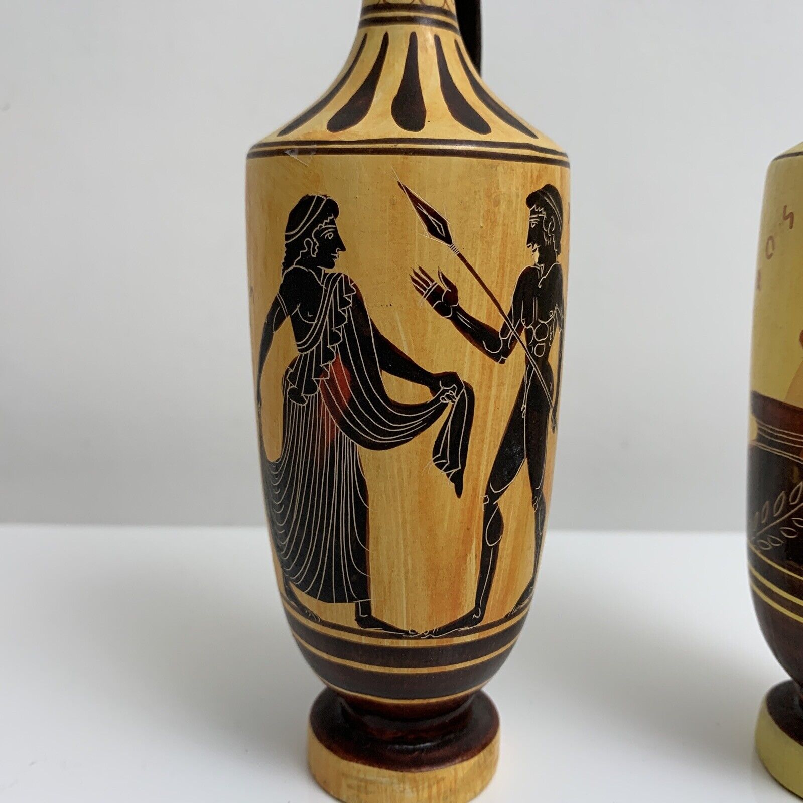 Paire de vase soliflore pichet céramique terre cuit grec grece décor ...