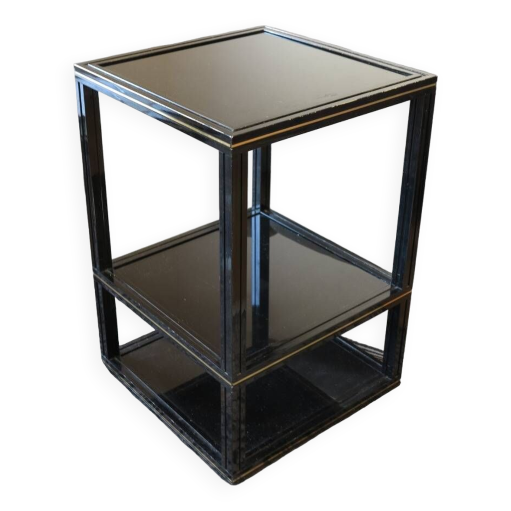 Guéridon ou table d'appoint Verre fumé noir Trois étages | Selency