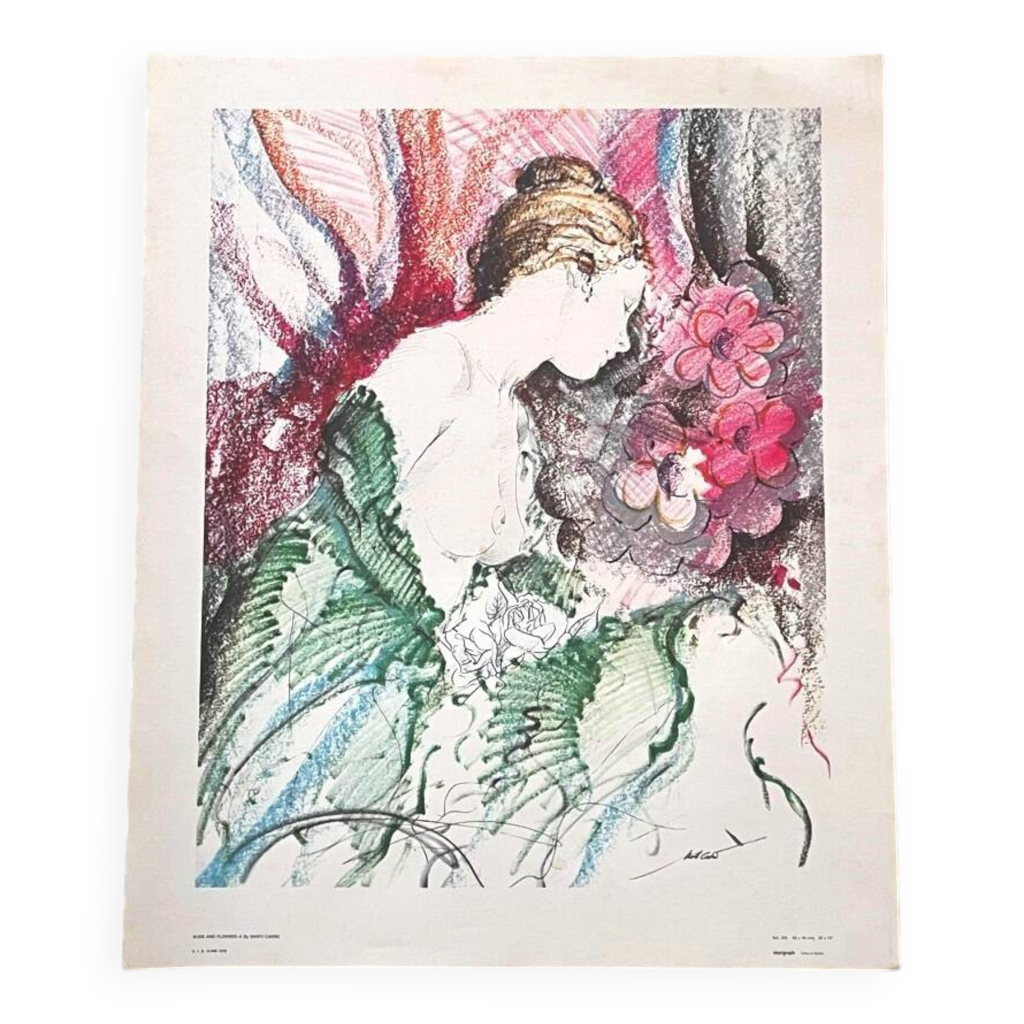 Art Print : ' Nu aux Fleurs ' de Martí Carbó ~ Vintage 70s | Selency