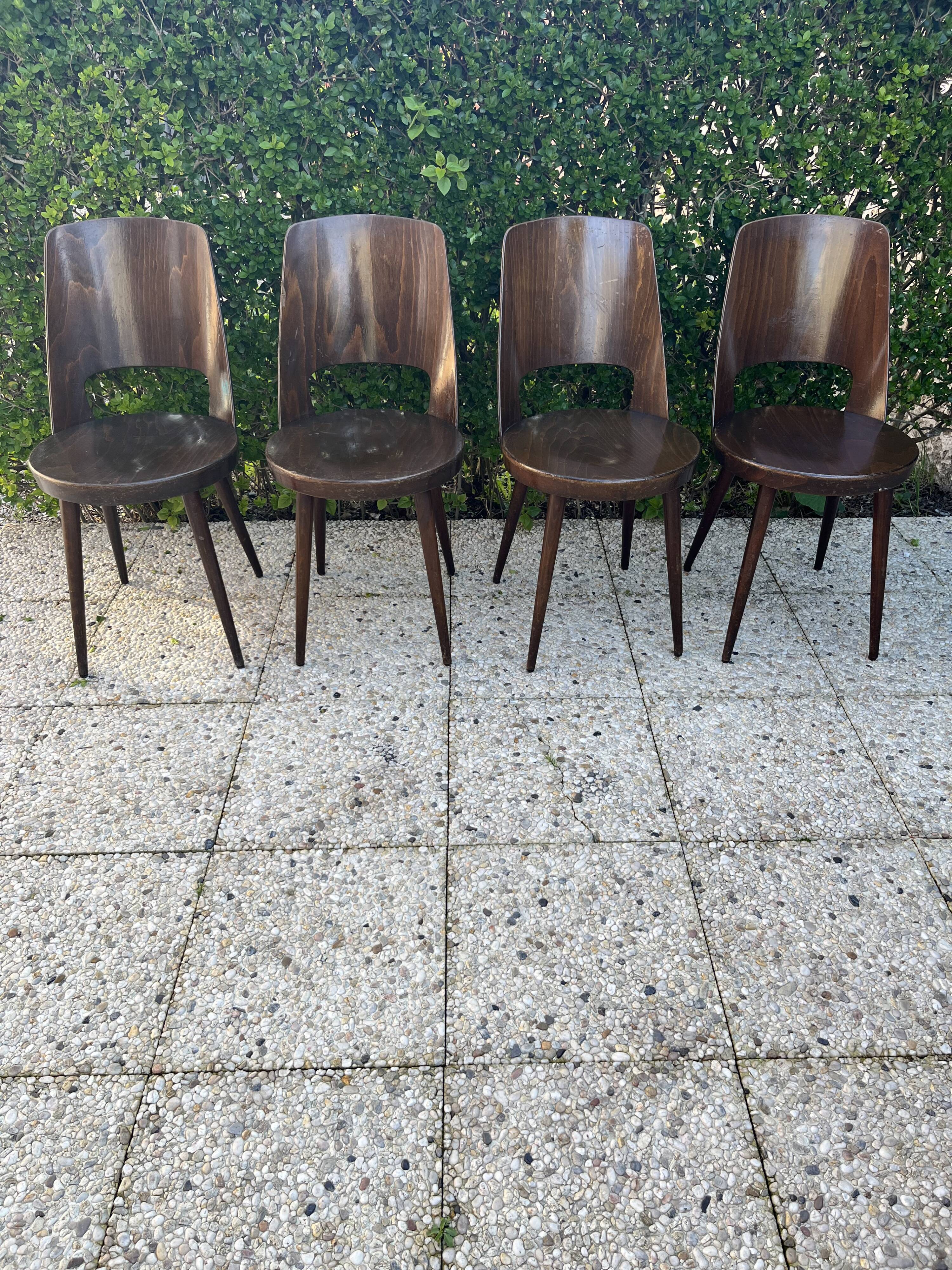Set de 4 chaises de bistrot baumann mondor design années 60 | Selency
