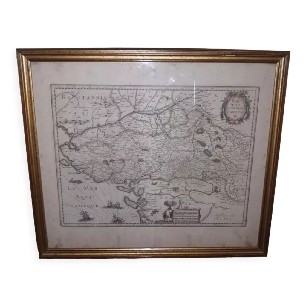 Carte ancienne authentique du XVIIème siècle du Poitou par judocus ...