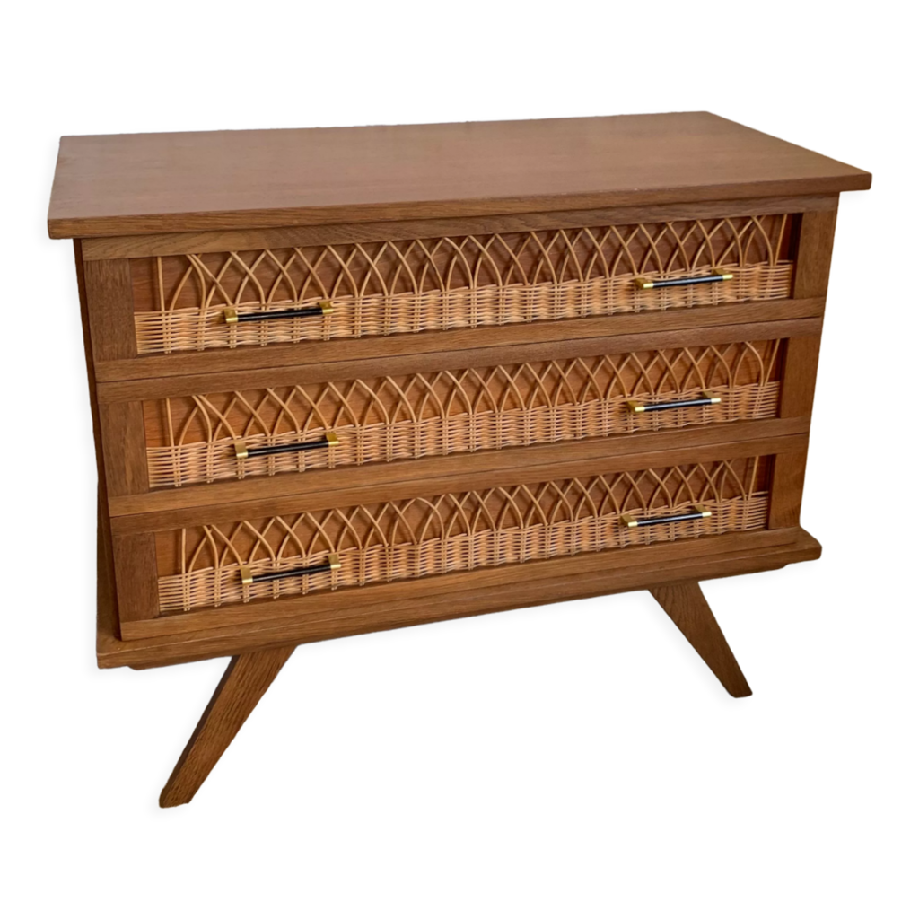 Compass & rattan feet dresser | Selency