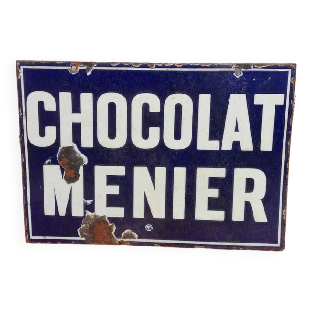 Plaque émaillée "Chocolat Menier" double face | Selency