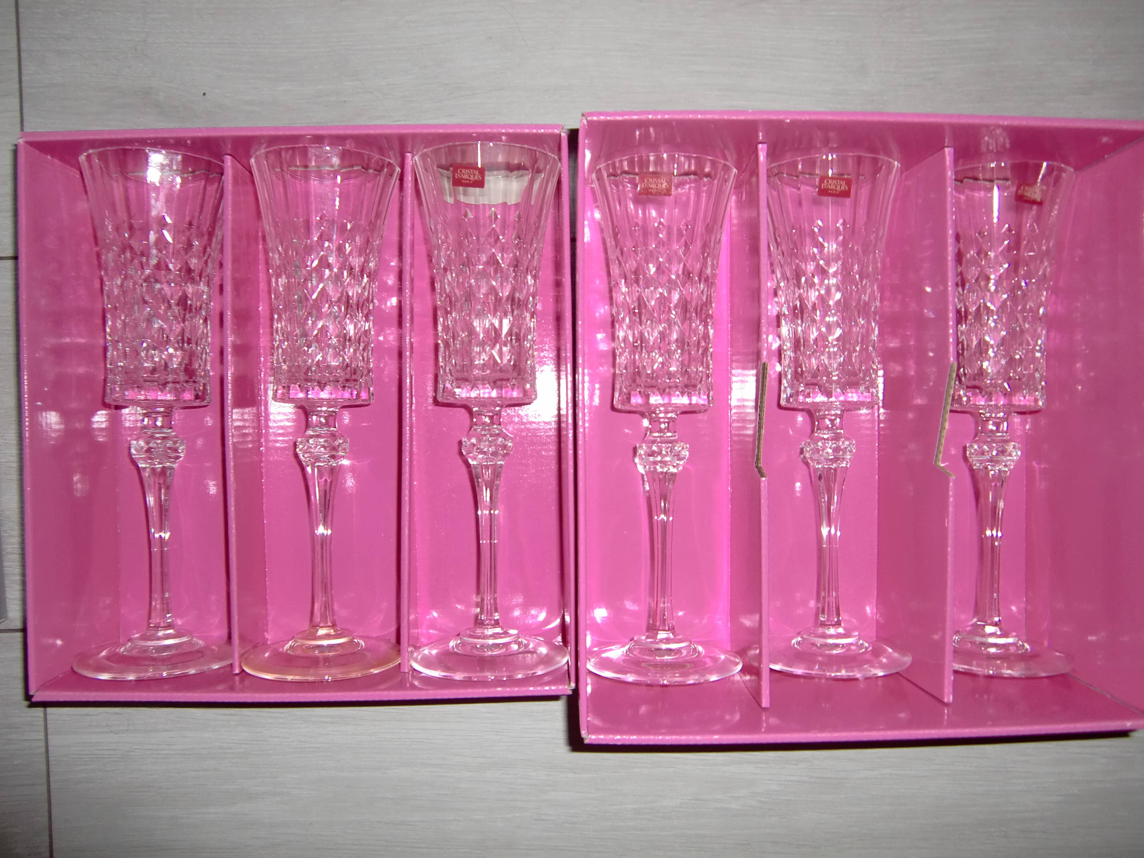 Set of 6 Flutes 15 cl Cristal d'Arques model Lady Diamond | Selency