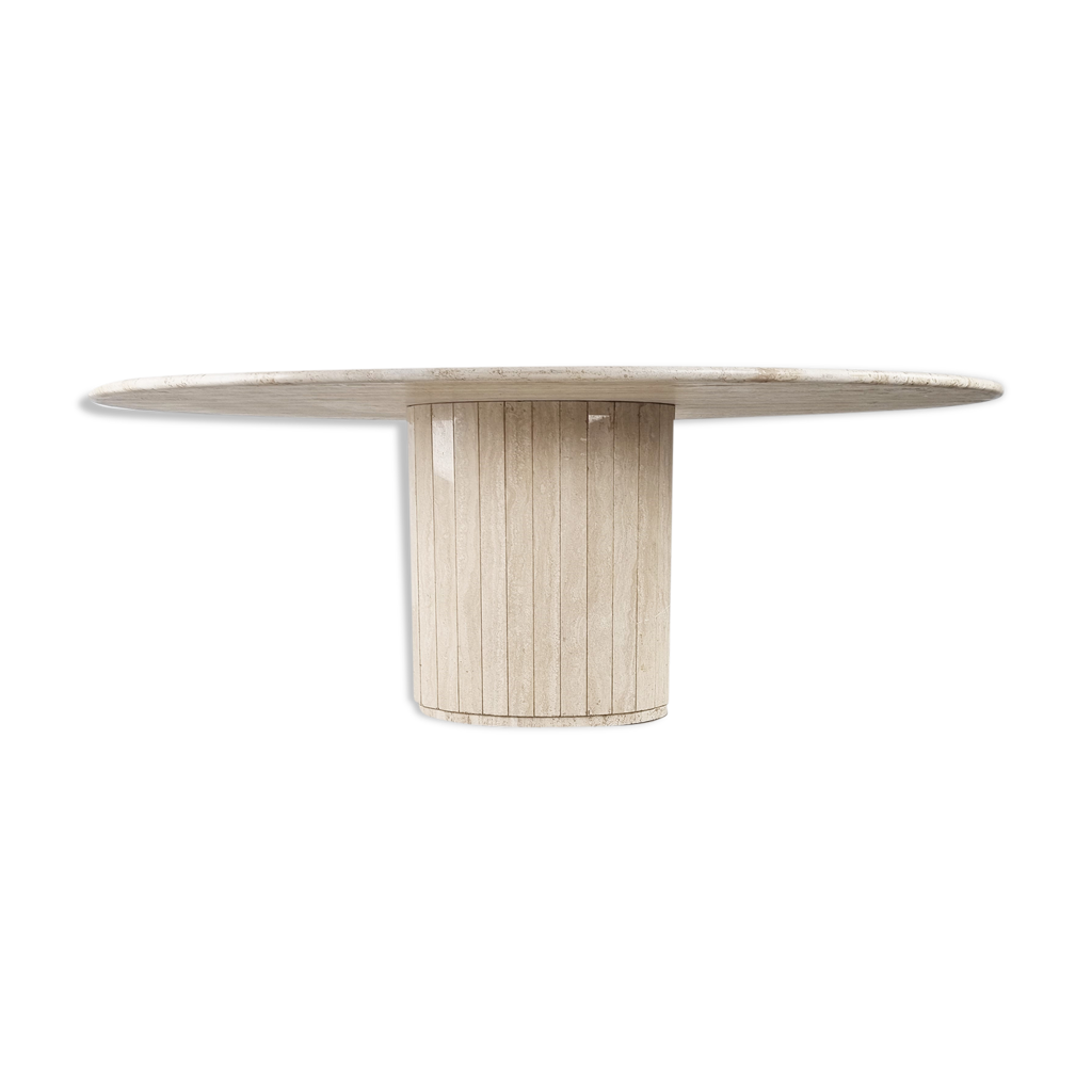 Table à manger en travertin ovale vintage, années 1970 | Selency