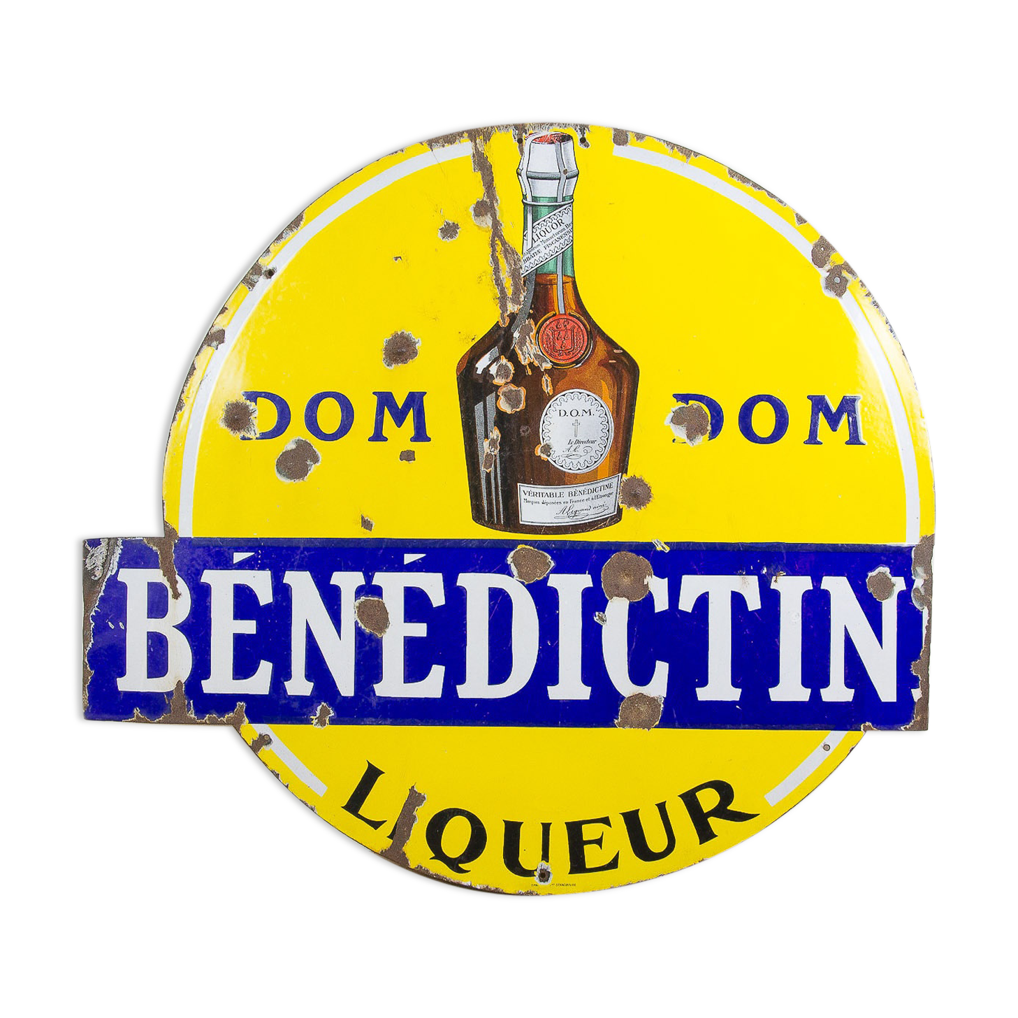 Plaque émaillée liqueur bénédictin Dom | Selency