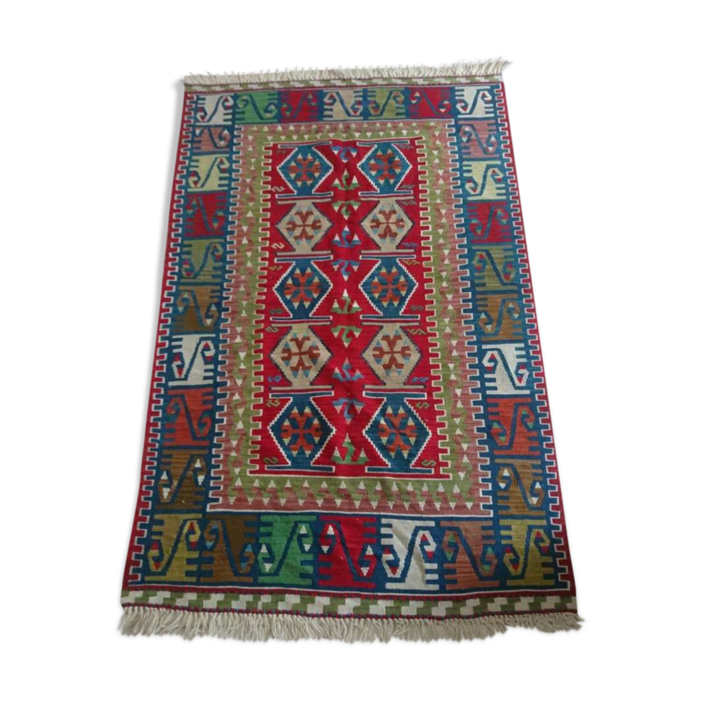Kilim tapis turc tissés à la main en pure laine, 200x125cm | Selency