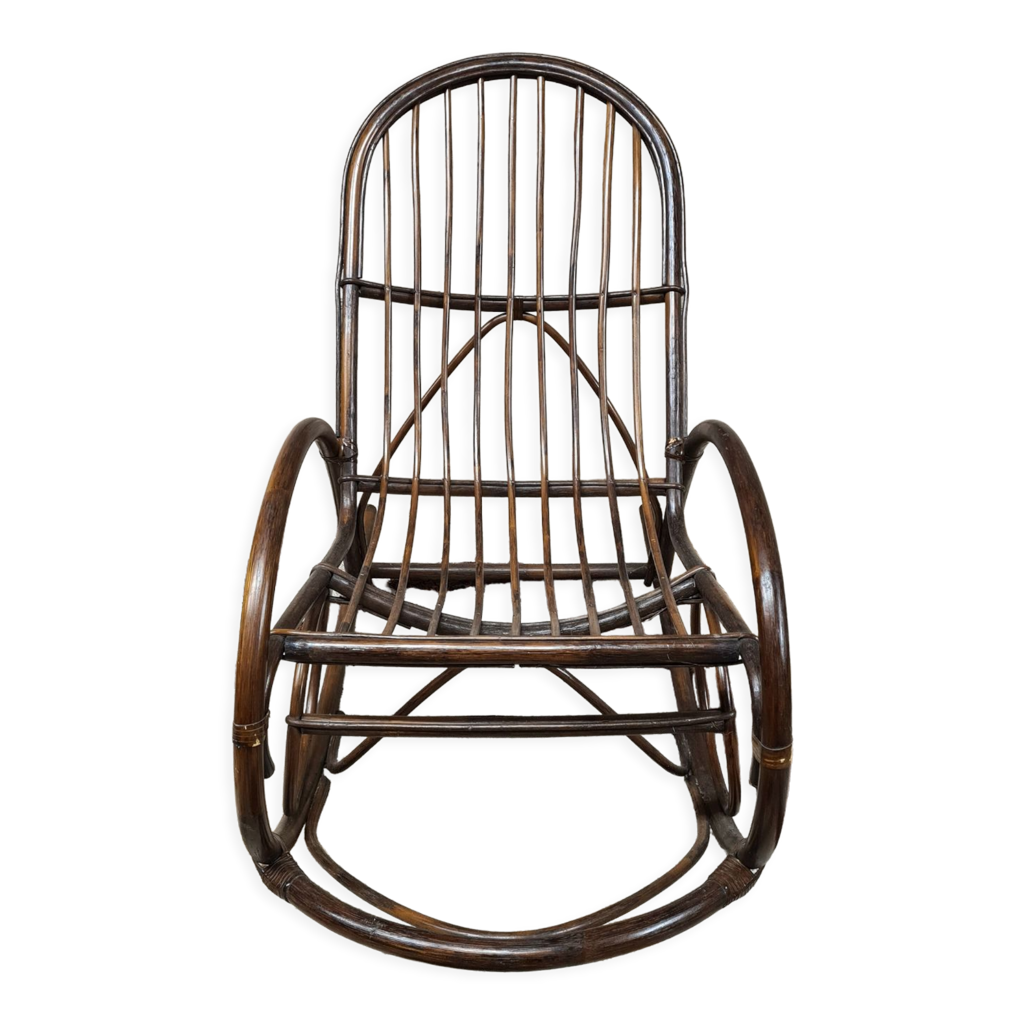Rocking-chair en bambou rotin 1970 vintage | Selency