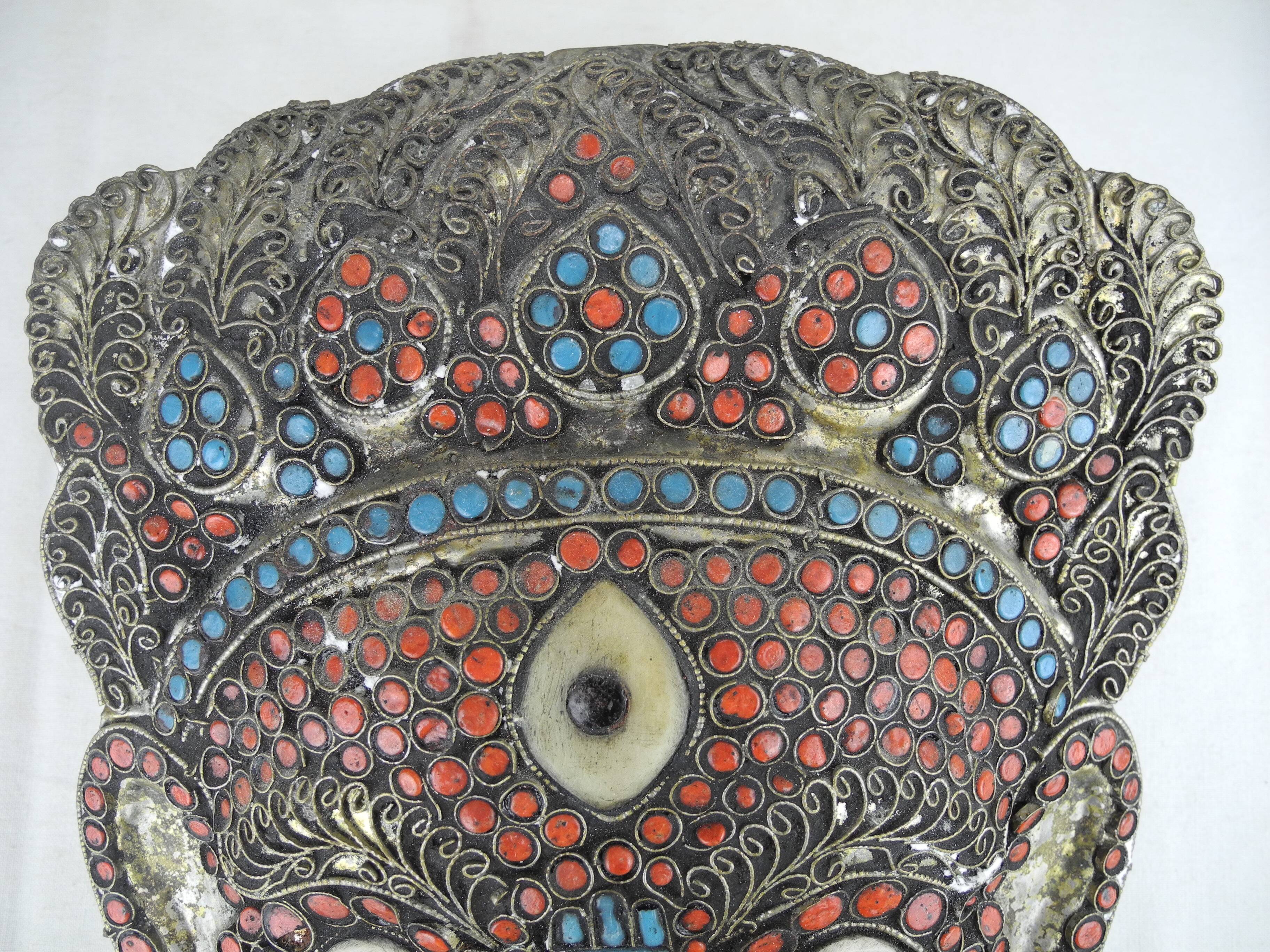 Old Nepalese mask mahakala antique nepali mask ritual tibet art | Selency