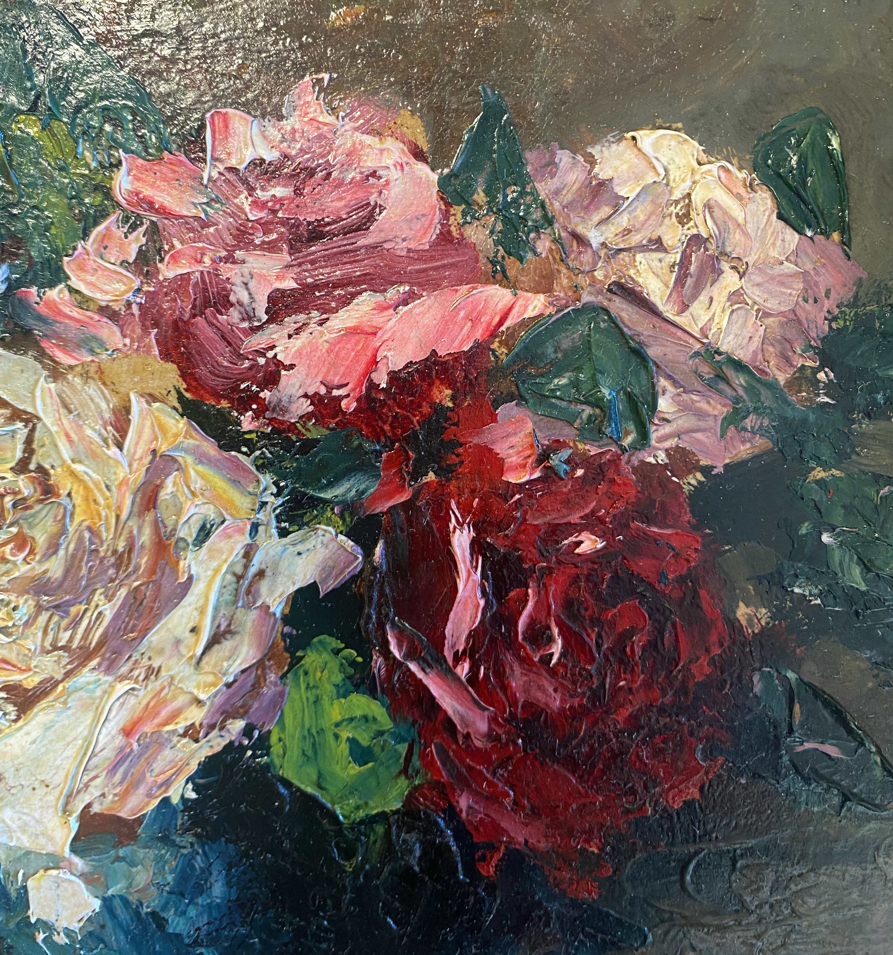 Tableau hsp "bouquet de roses" walter reeves (1882-1900) + cadre | Selency