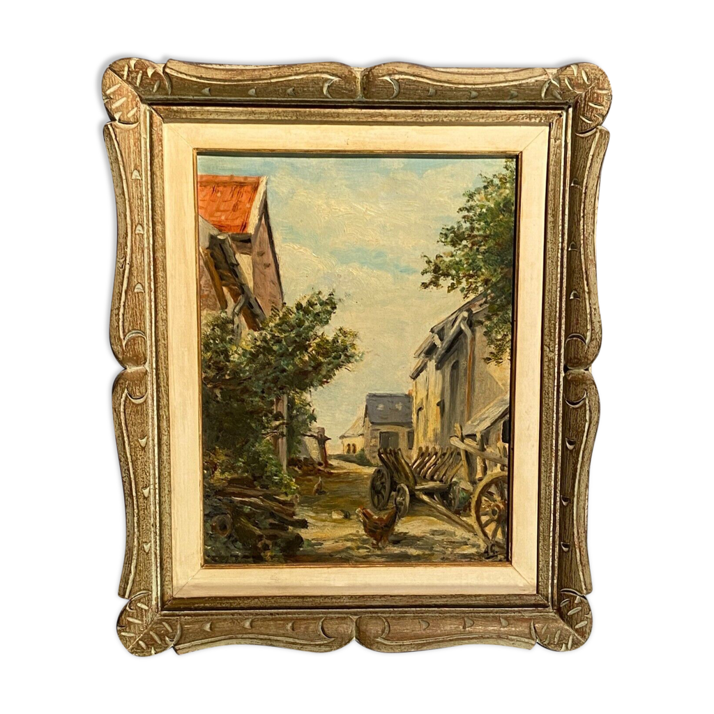 Tableau André Giraud 1925-1997 ancien Ministre des Armées Vue de cour de ferme | Selency