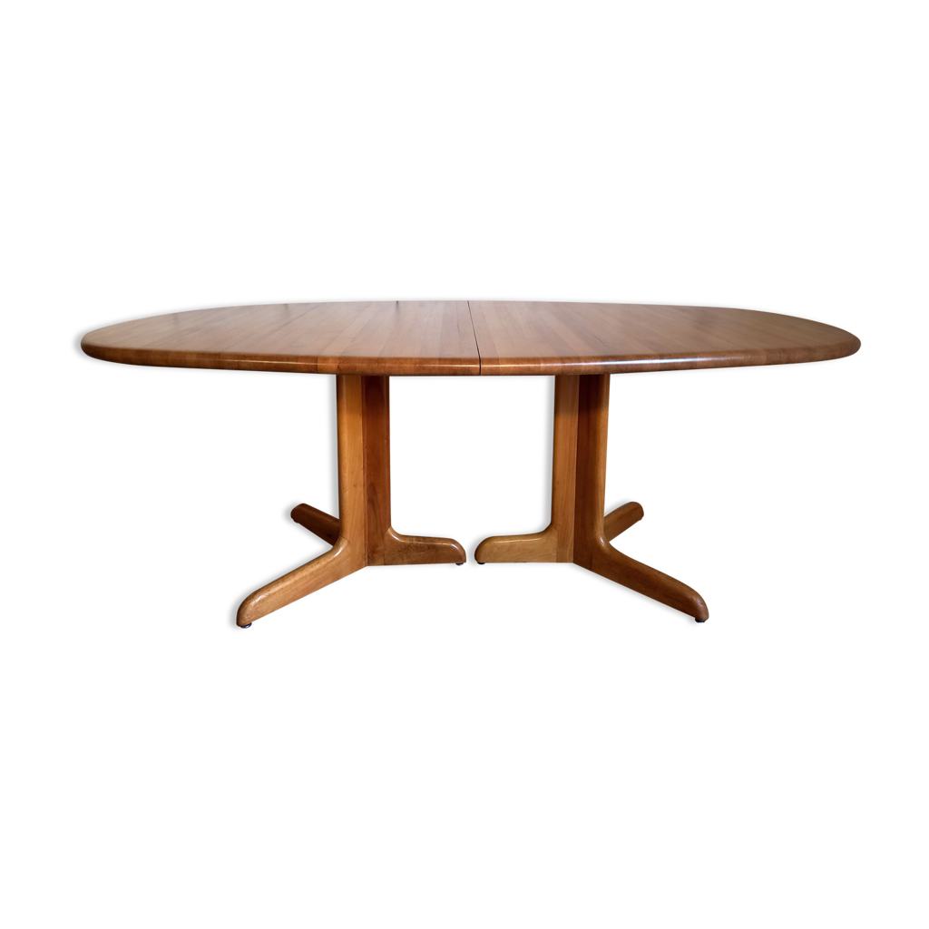 Table ovale scandinave vintage années 60 70 en teck massif avec ...