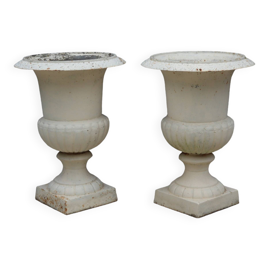 Grands Vases de Jardin Médicis Louvre Fonte Blanc XL Vases Classique ...