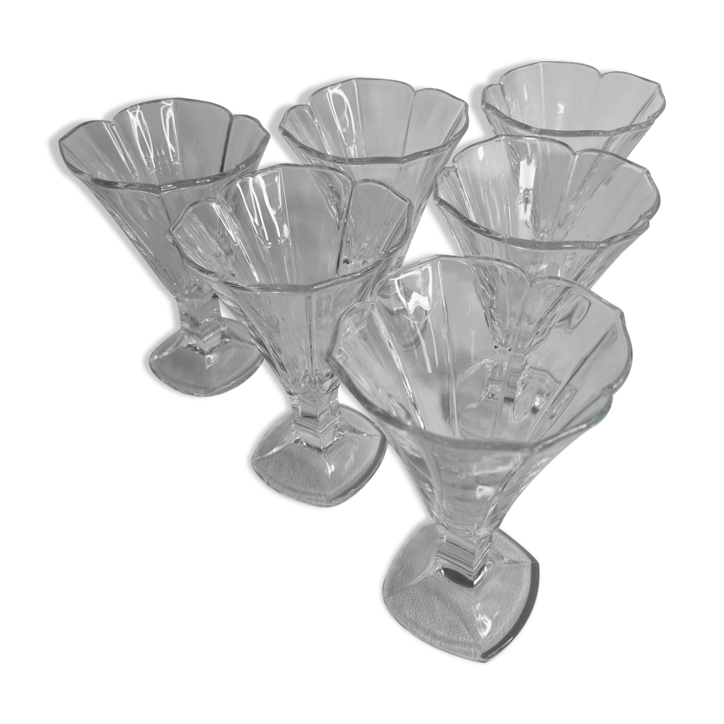 Kitchen & Dining Dining & Serving Set of 6 Vintage Glass Deco Ice Cream ...