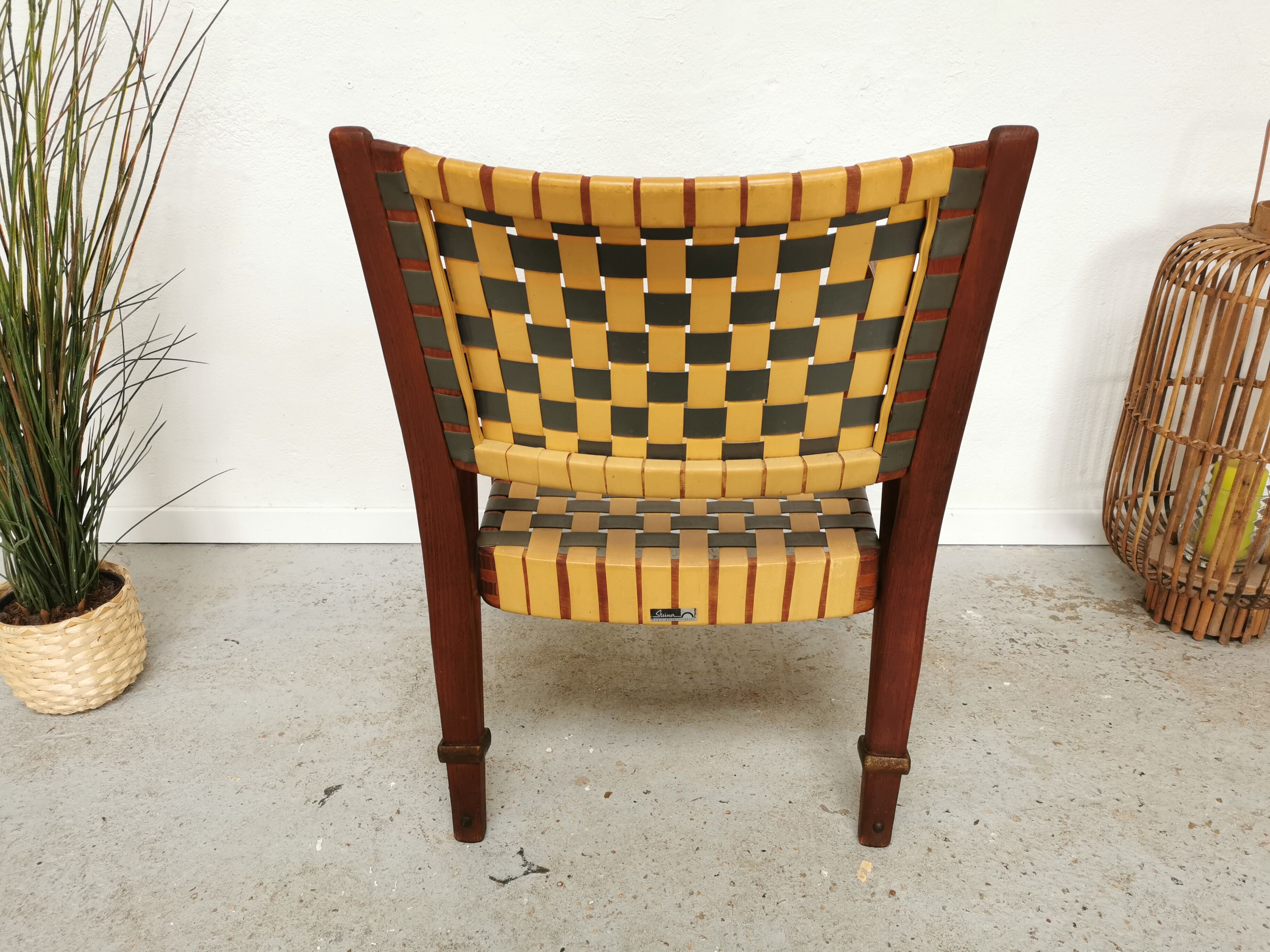 Fauteuil vintage bow wood design Hughes Steiner 1950 | Selency