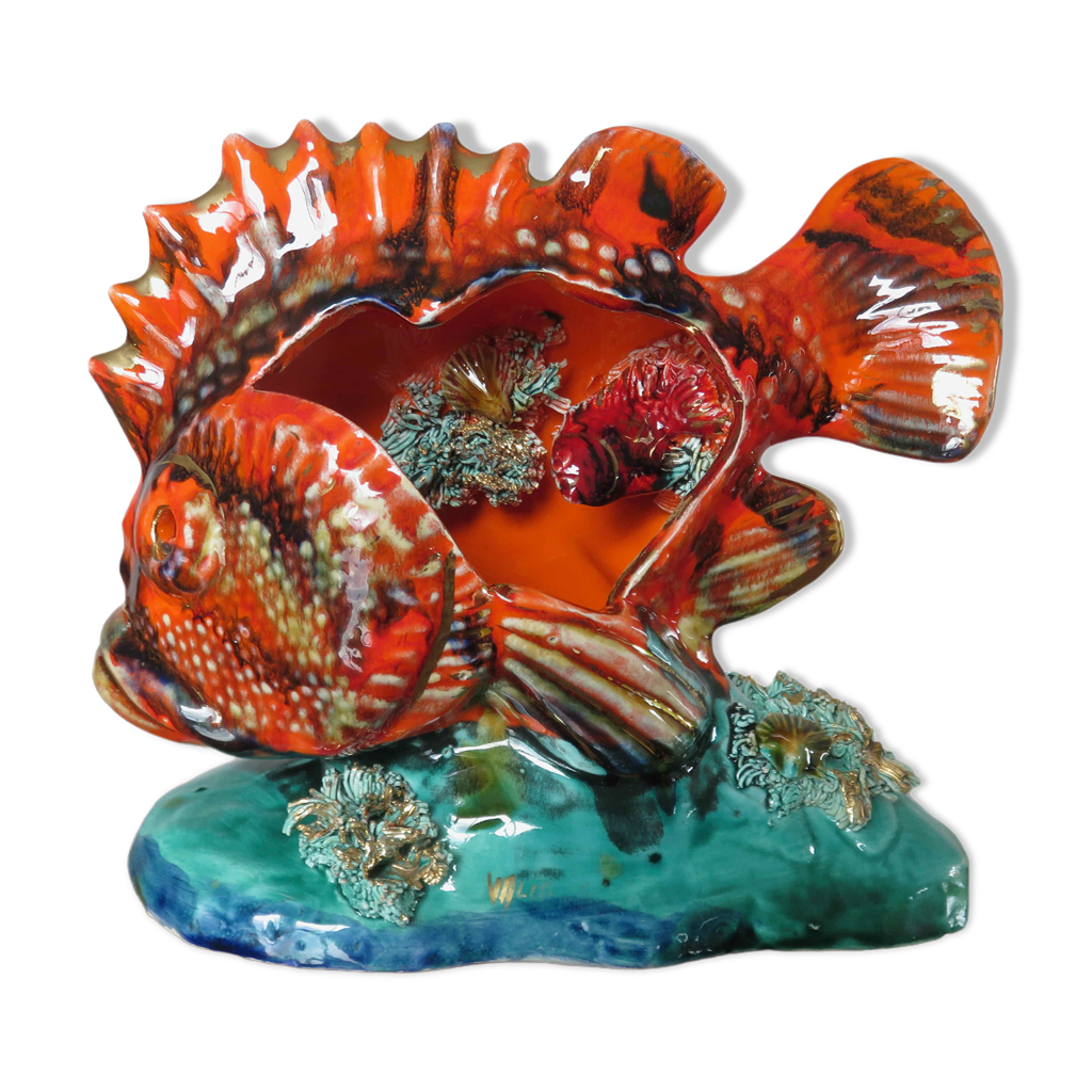 Lampe " poisson " Vallauris années 60 | Selency