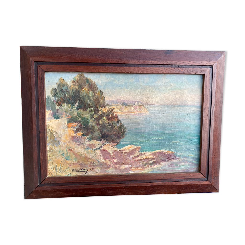 Tableau ancien 1927 paysage | Selency