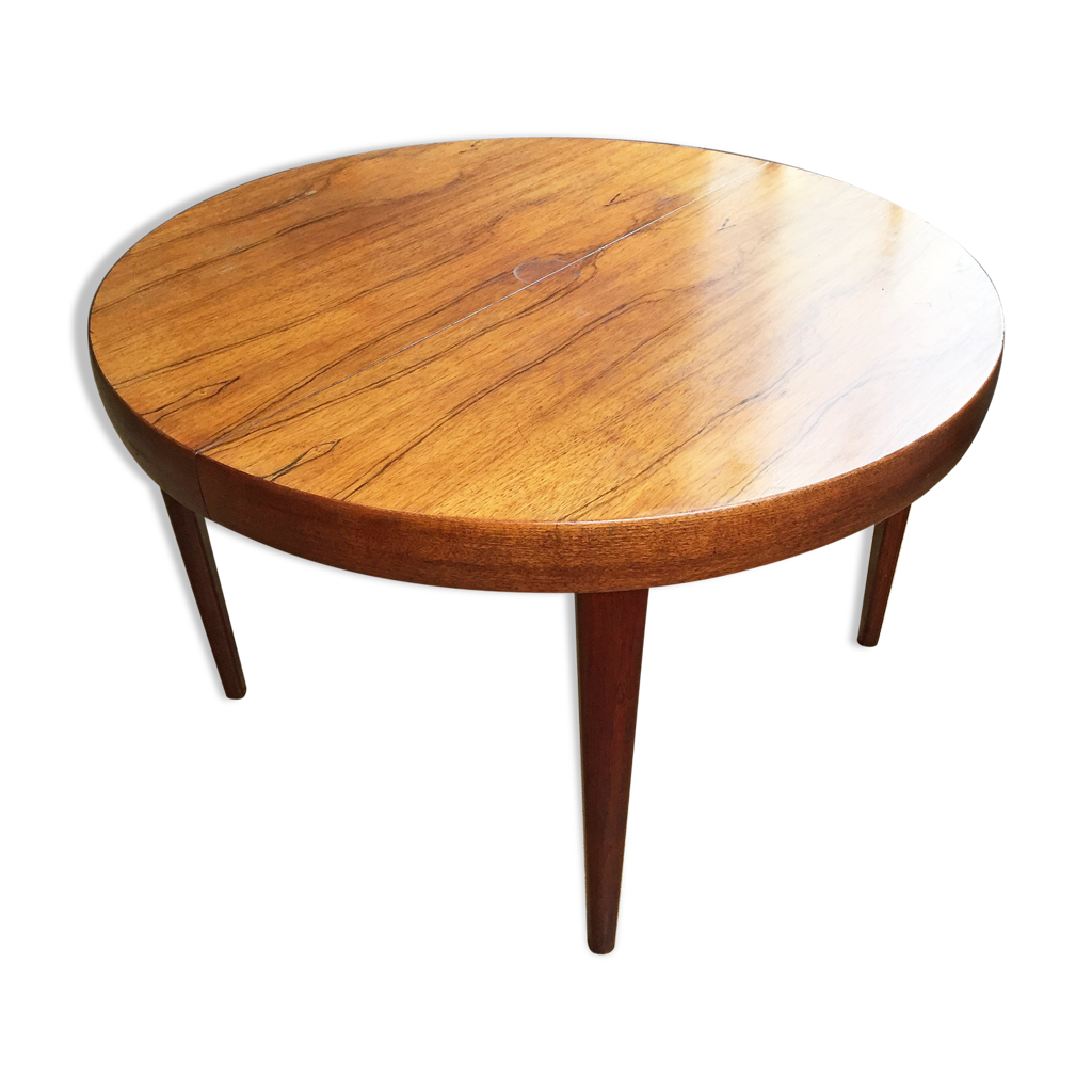 Table ronde danoise palissandre +avec rallonge | Selency