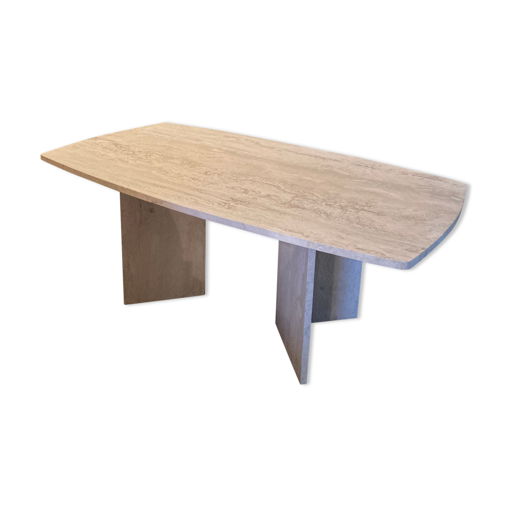 Table a manger en travertin italien 180 x100. année 1970 | Selency